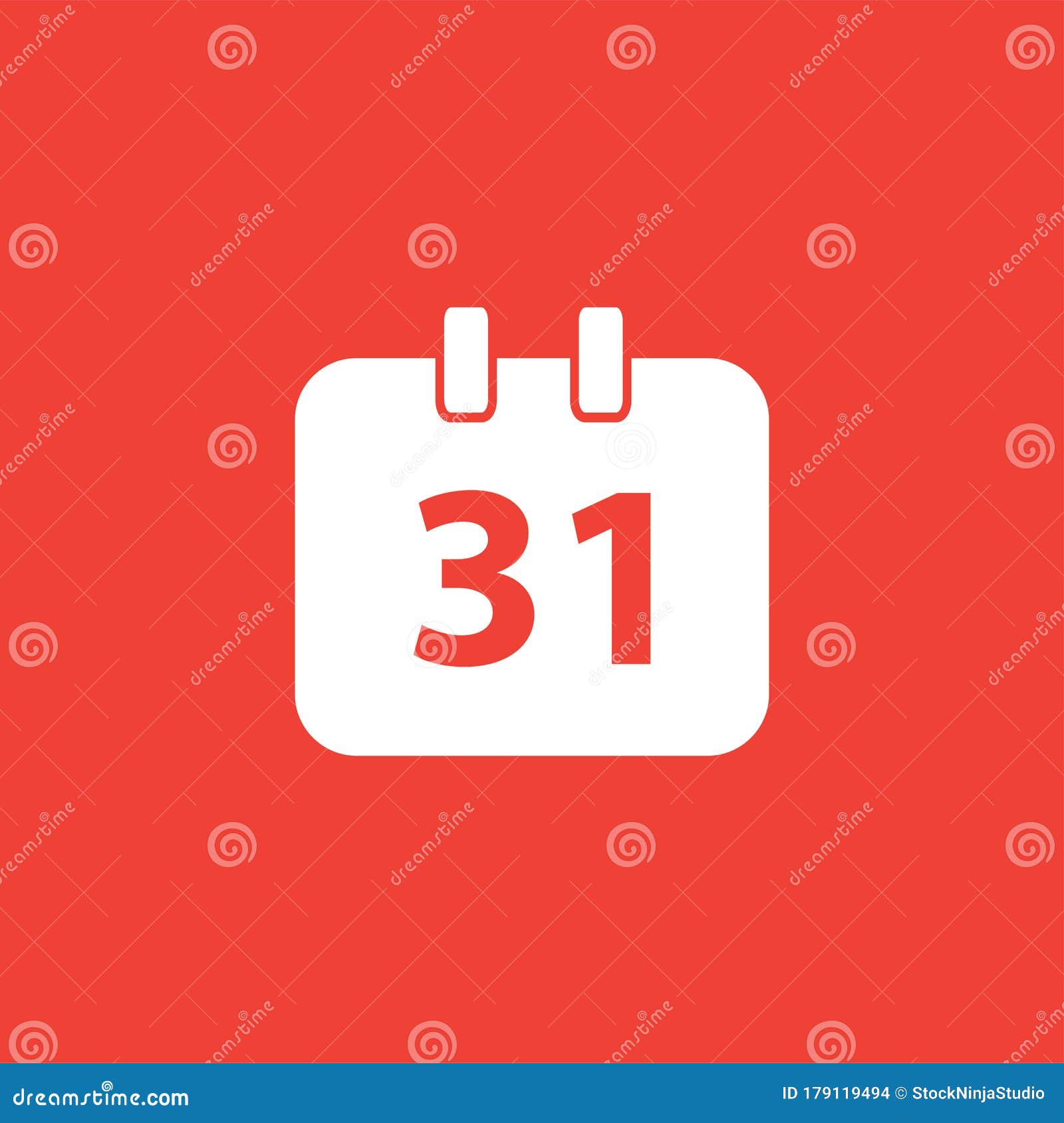Calendar Icon on Red Background. Red Flat Style Vector Illustration ...