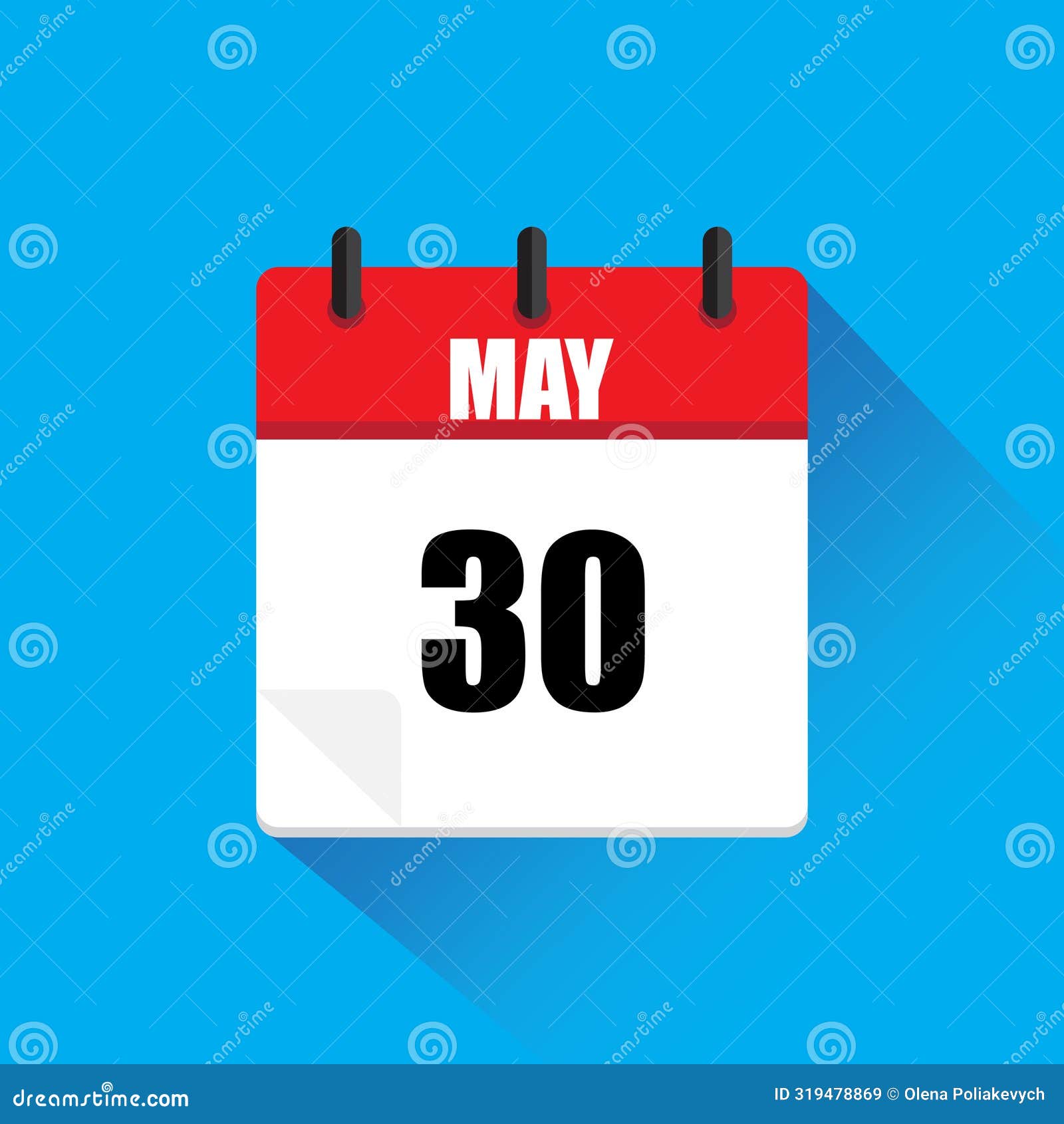 Calendar Icon. Red and White. May 30. Vector Illustration Stock Vector ...