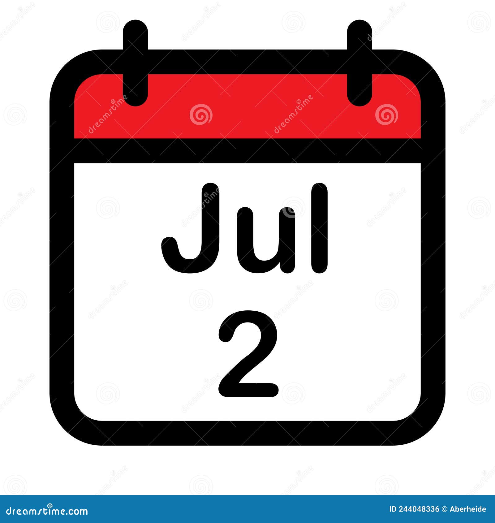 Calendar Icon with Second July Stock Vector - Illustration of office ...