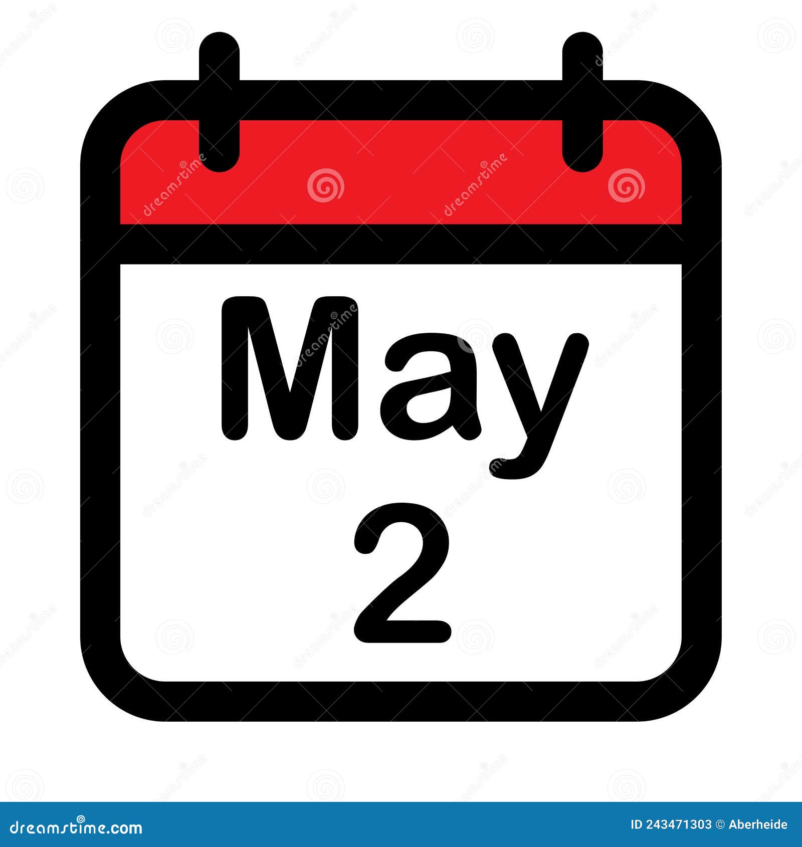 Calendar Icon with Second May Stock Vector - Illustration of pictogram ...