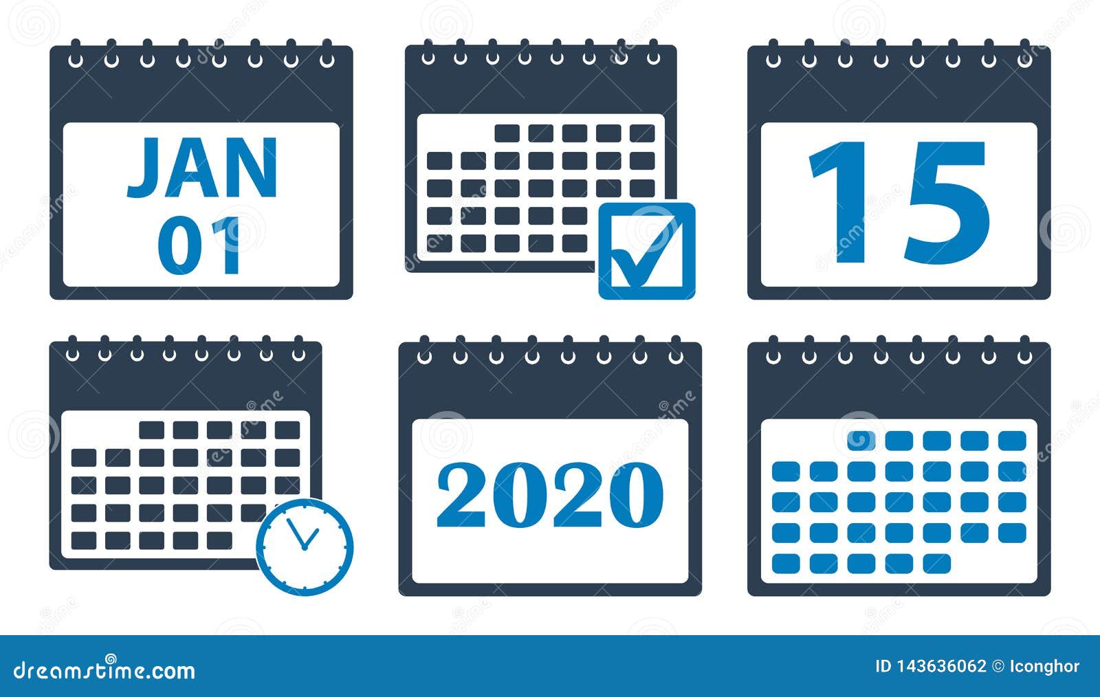 Calendar Icon set. stock vector. Illustration of flat - 143636062