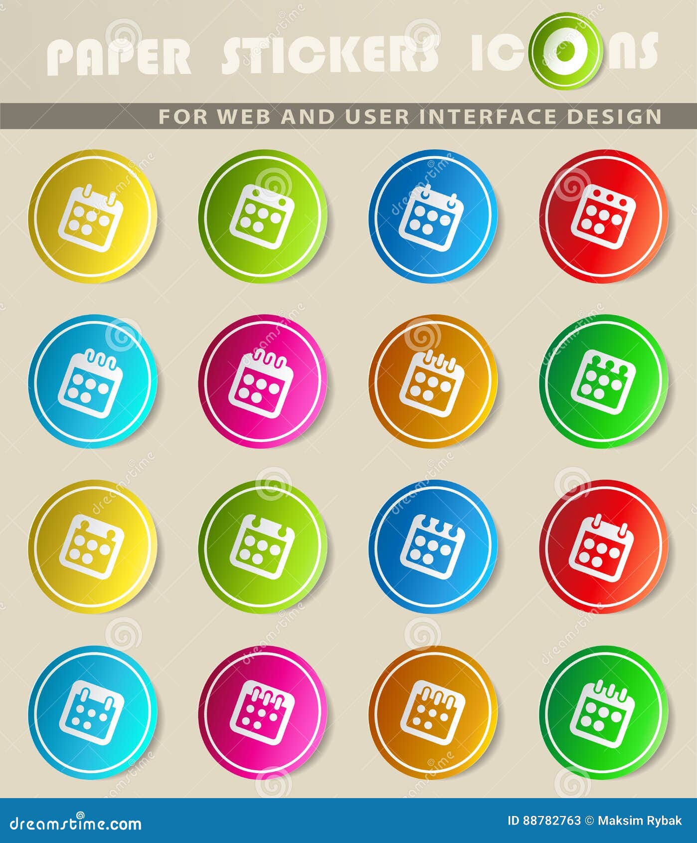 Calendar icon set stock illustration. Illustration of binder - 88782763