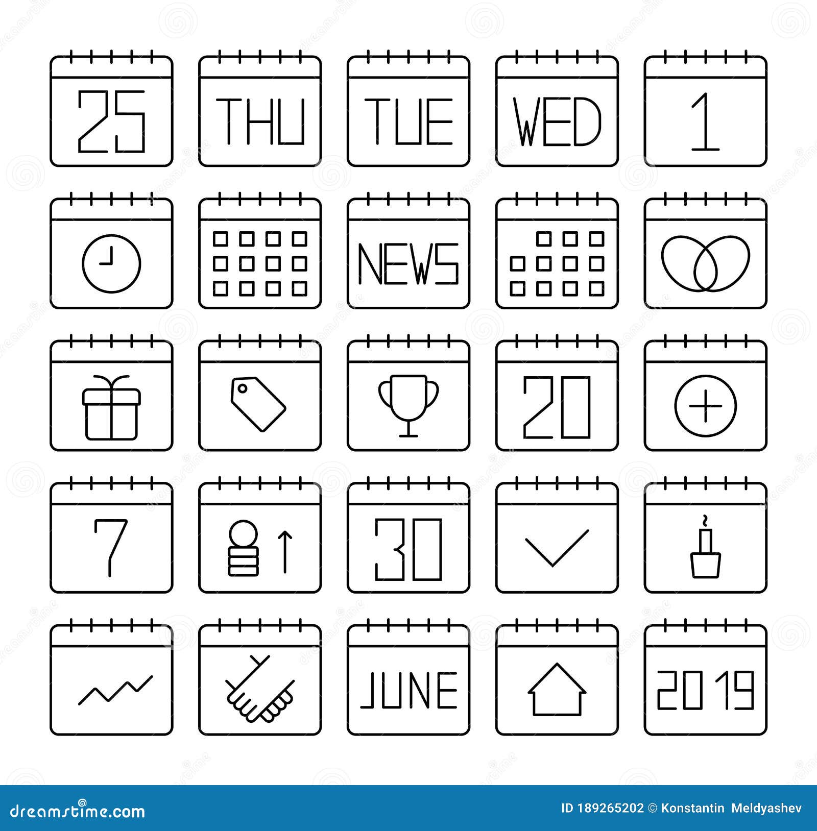 Calendar Icon Set. Simple Vector Illustration Pack Stock Illustration ...