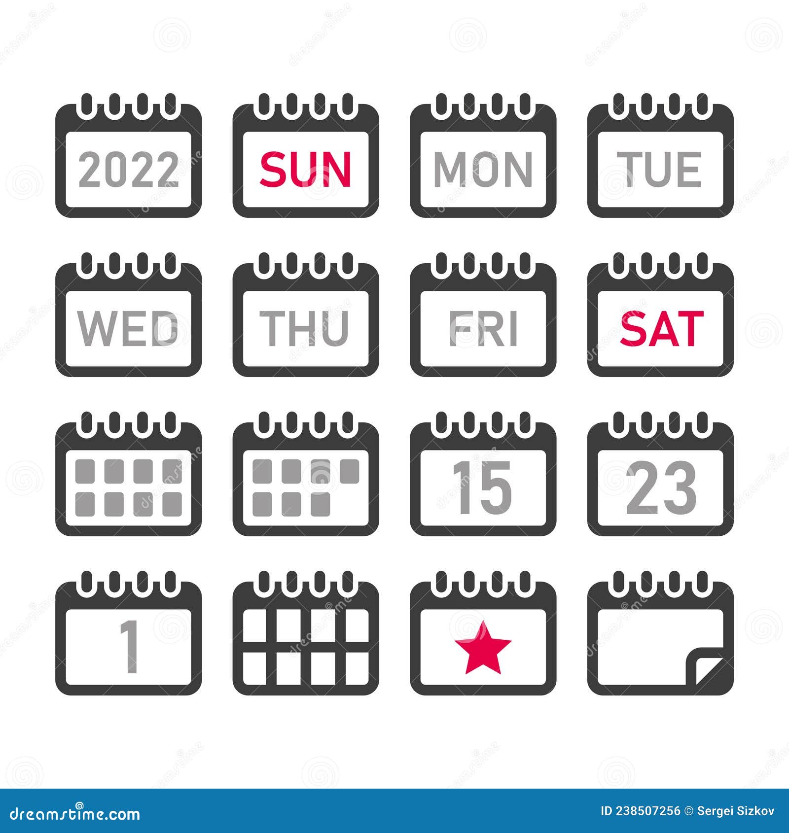 Calendar Icon Set on White Background. Vector Stock Vector ...