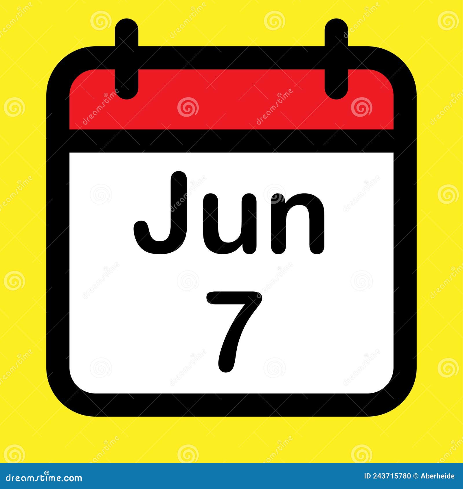 Calendar icon seventh June stock vector. Illustration of agenda - 243715780