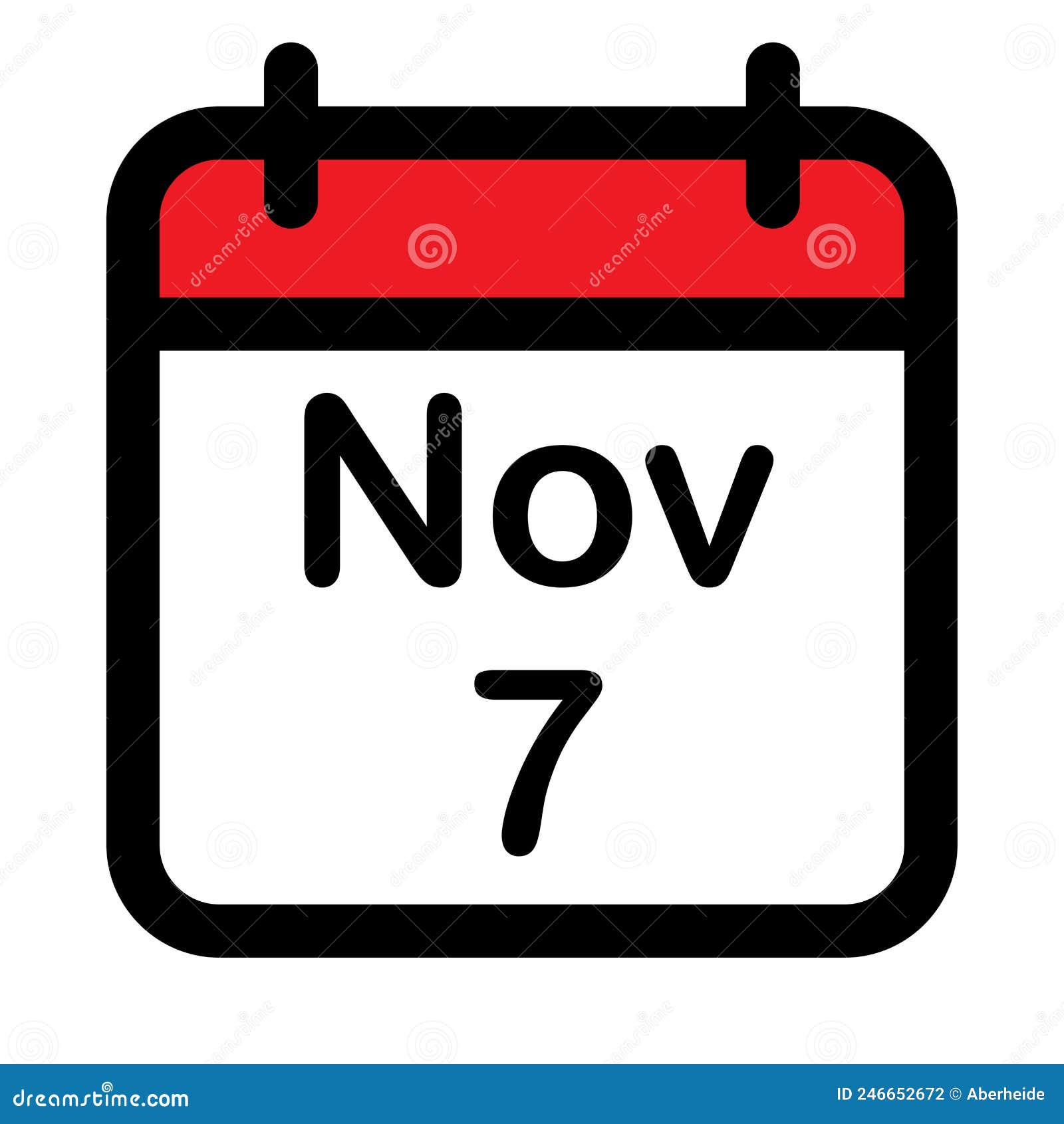 Calendar Icon with Seventh November Stock Vector - Illustration of ...