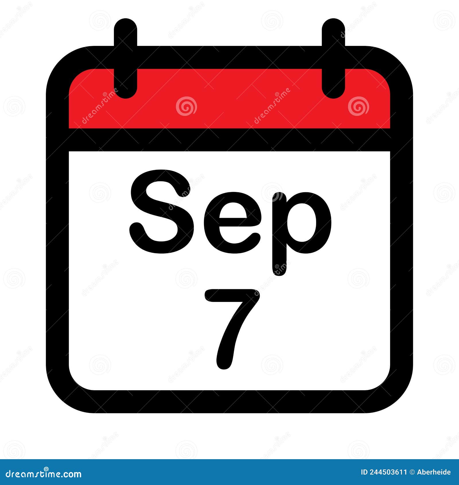 Calendar Icon with Seventh September Stock Vector - Illustration of ...