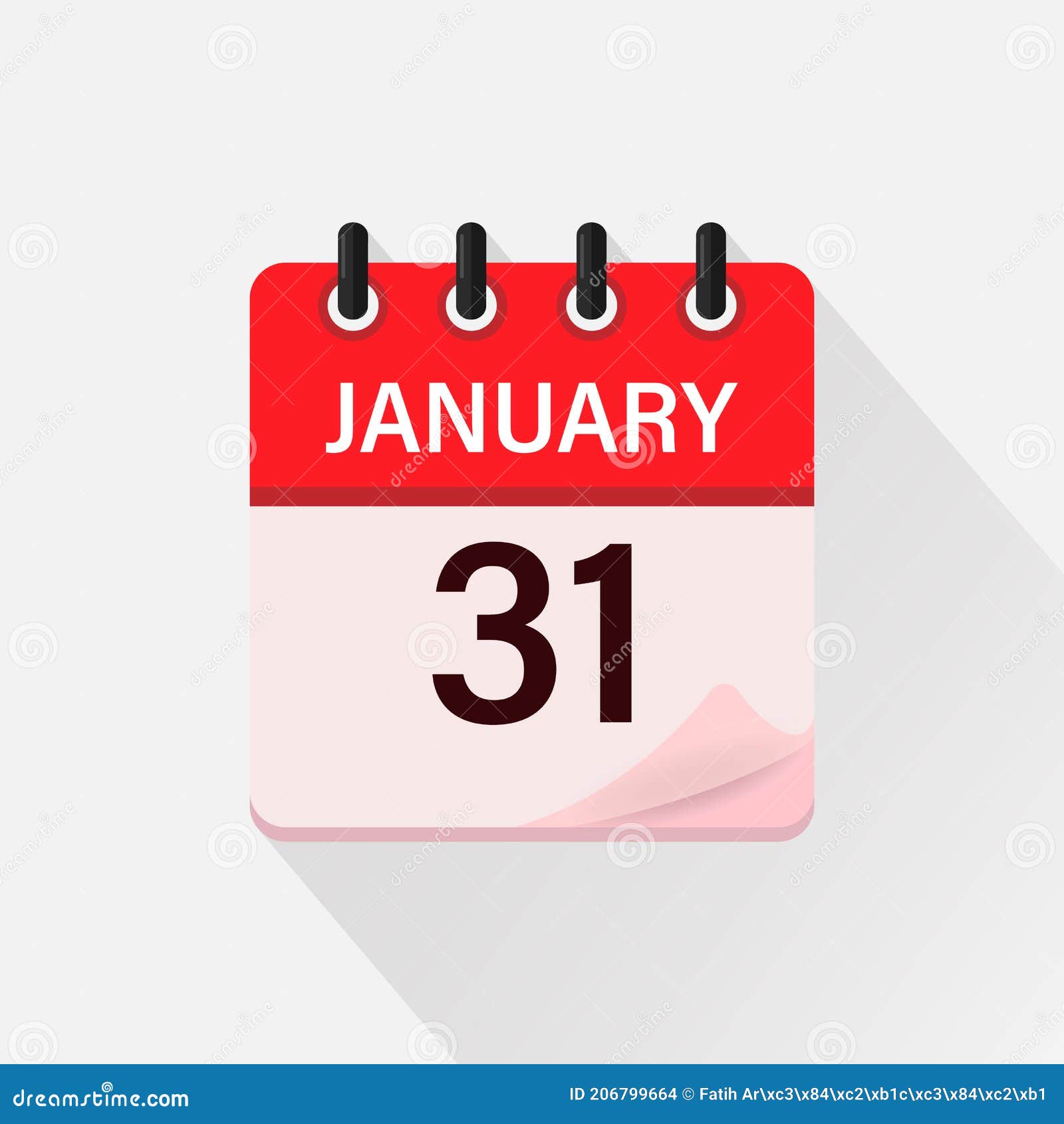 January 31, Calendar Icon with Shadow. Day, Month. Flat Vector ...