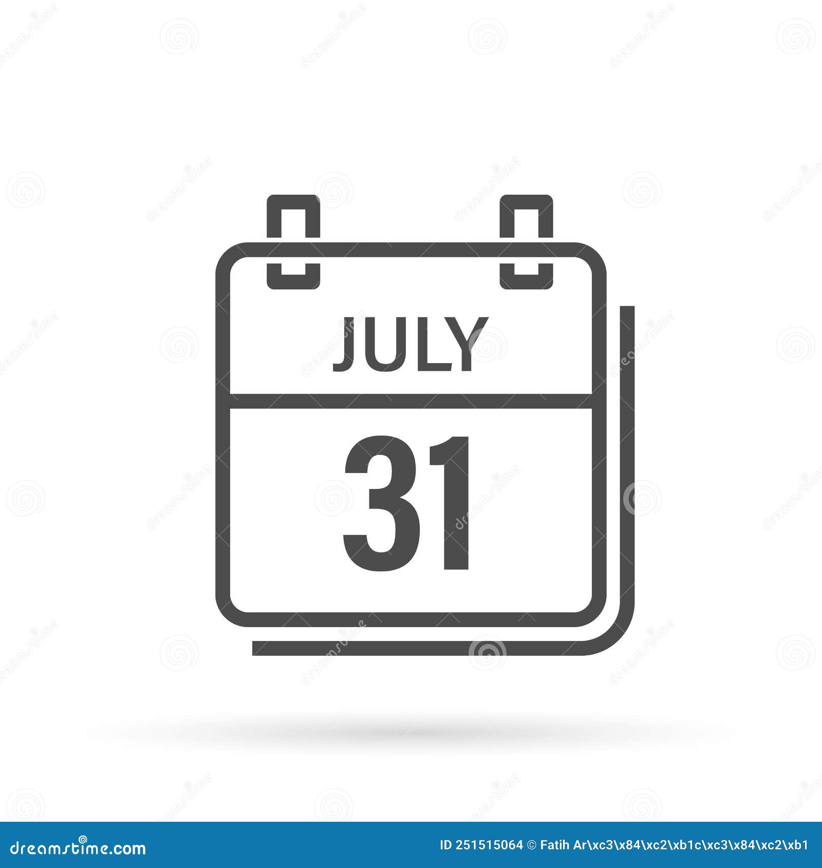 July 31, Calendar Icon with Shadow. Day, Month. Flat Vector ...