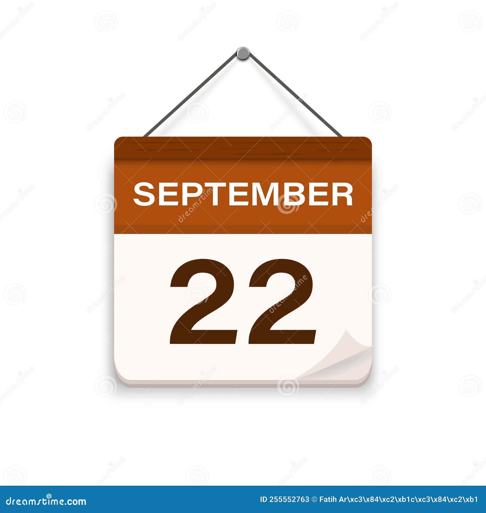 Calendar Icon with Shadow. September 22, Day, Month. Flat Vector ...