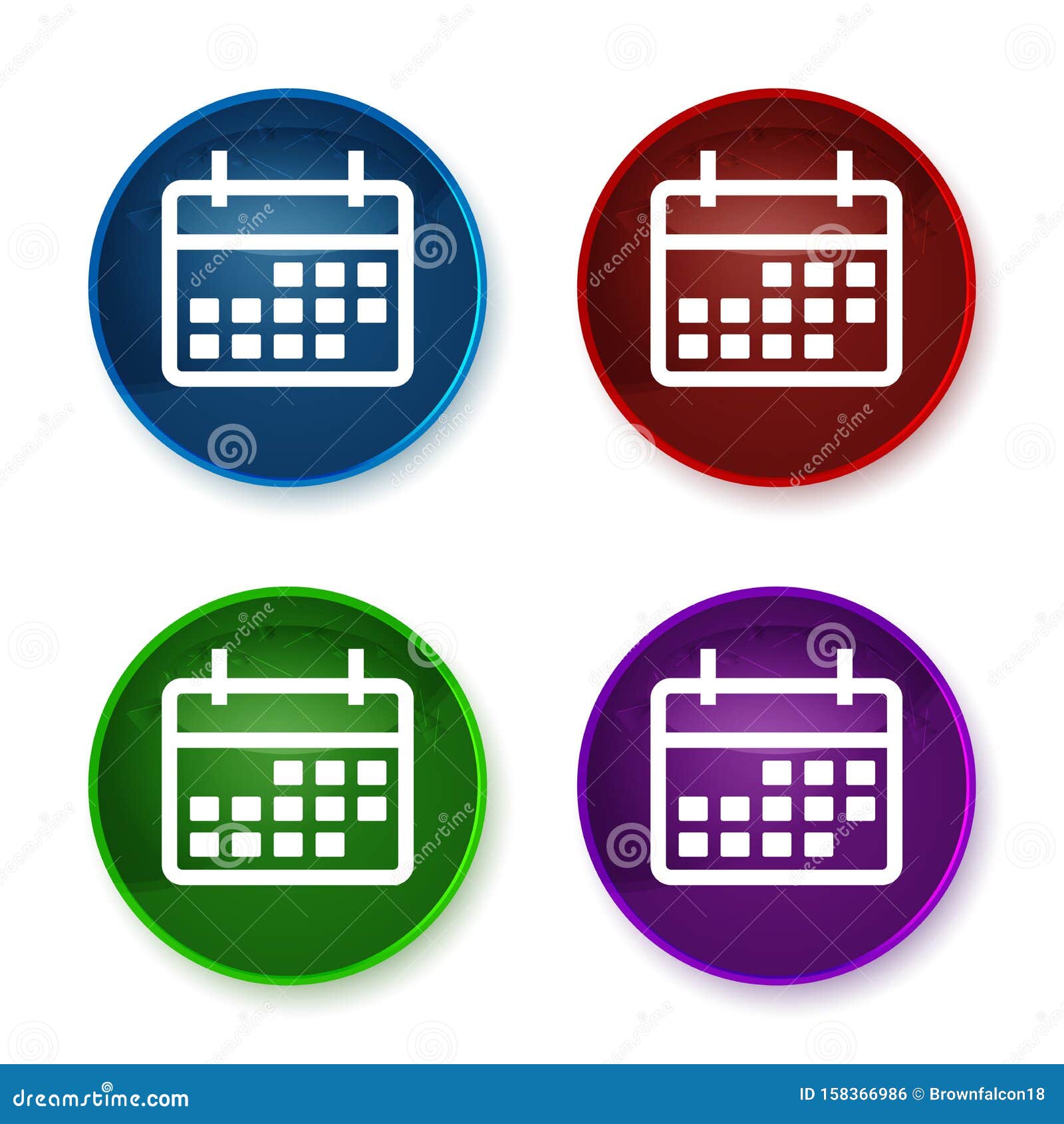 Calendar Icon Shiny Round Buttons Set Illustration Stock Vector ...