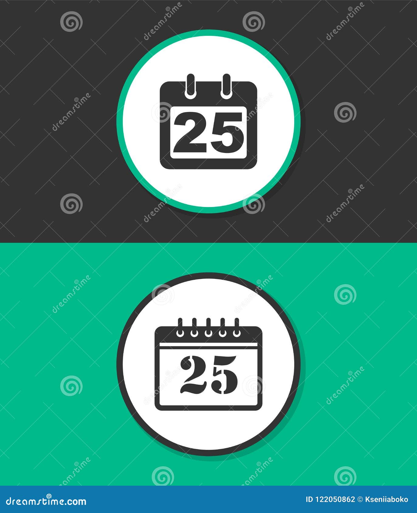 Calendar Icon with 25. Simple Flat Vector Icon. Stock Vector ...