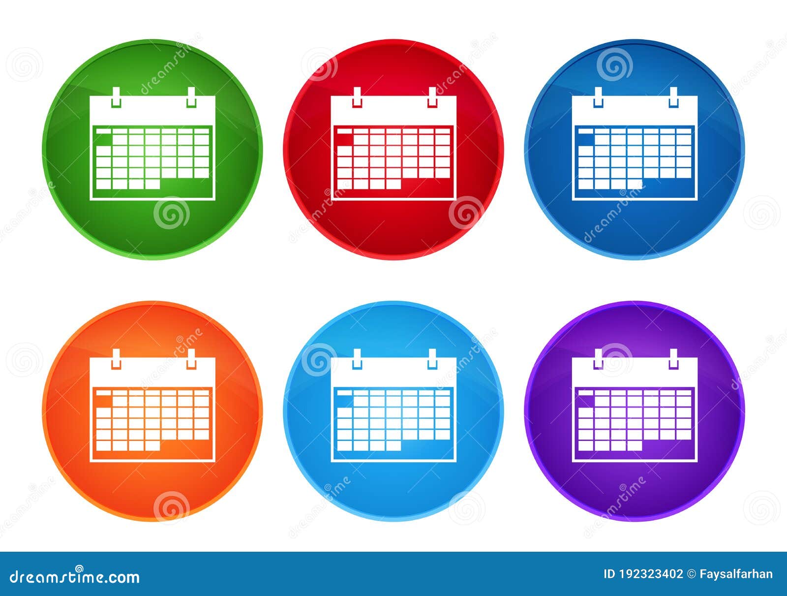 Calendar Icon Super Round Button Set Glass Design Stock Vector ...