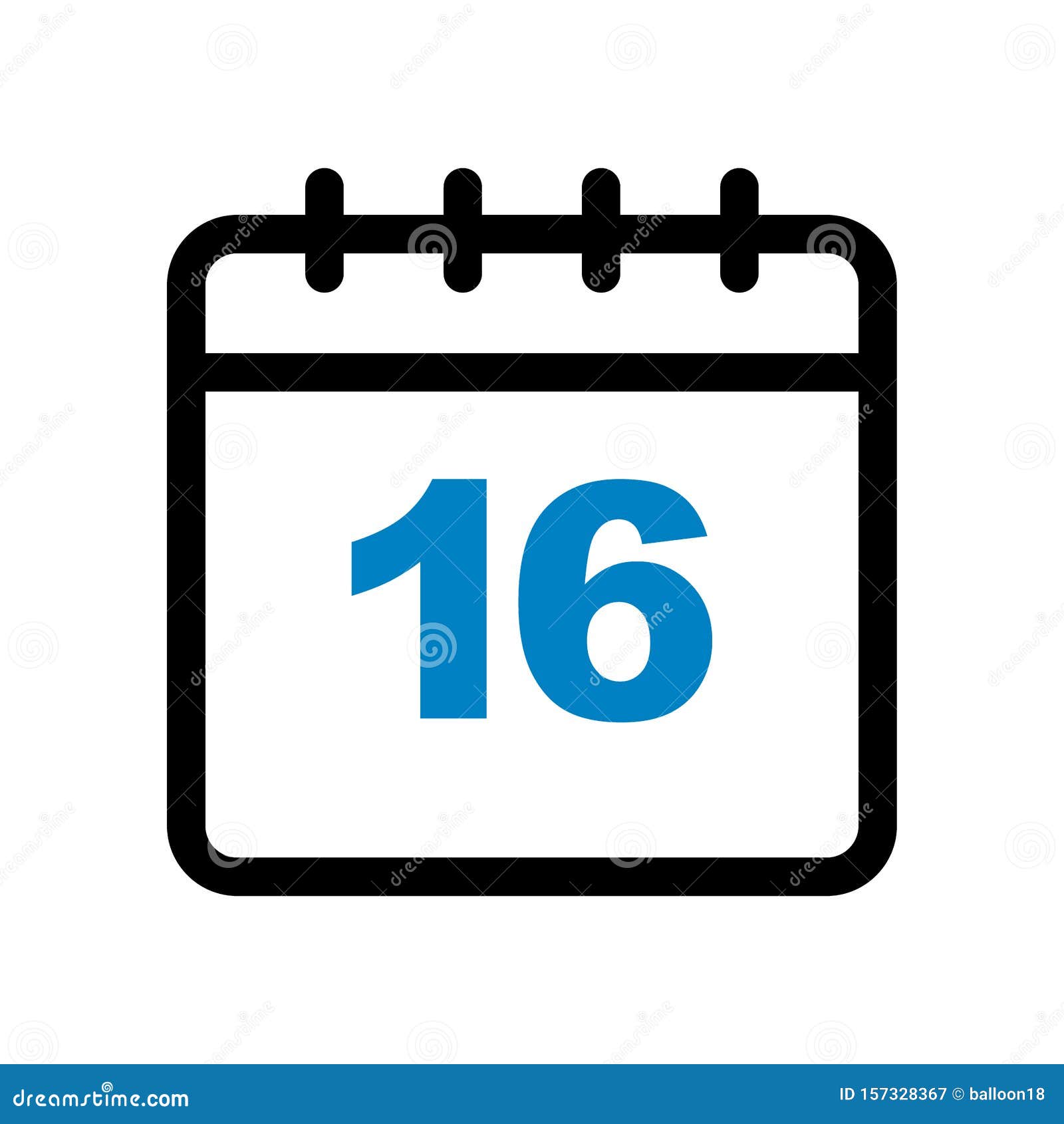 Calendar icon 16th stock vector. Illustration of holiday - 157328367