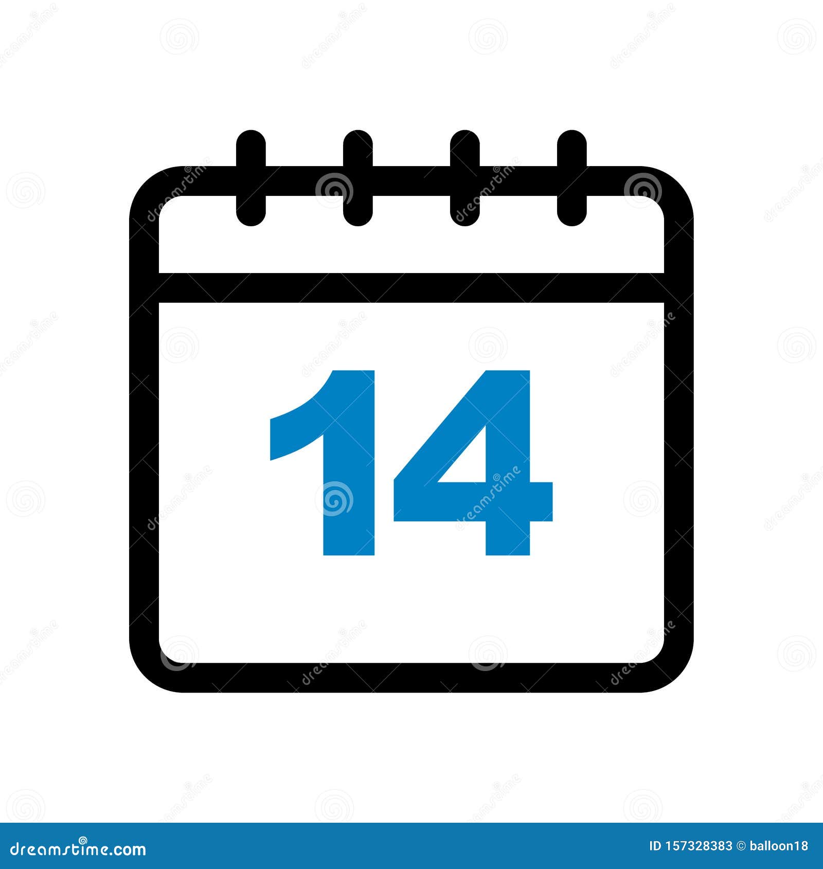 Calendar icon 14th stock vector. Illustration of business - 157328383