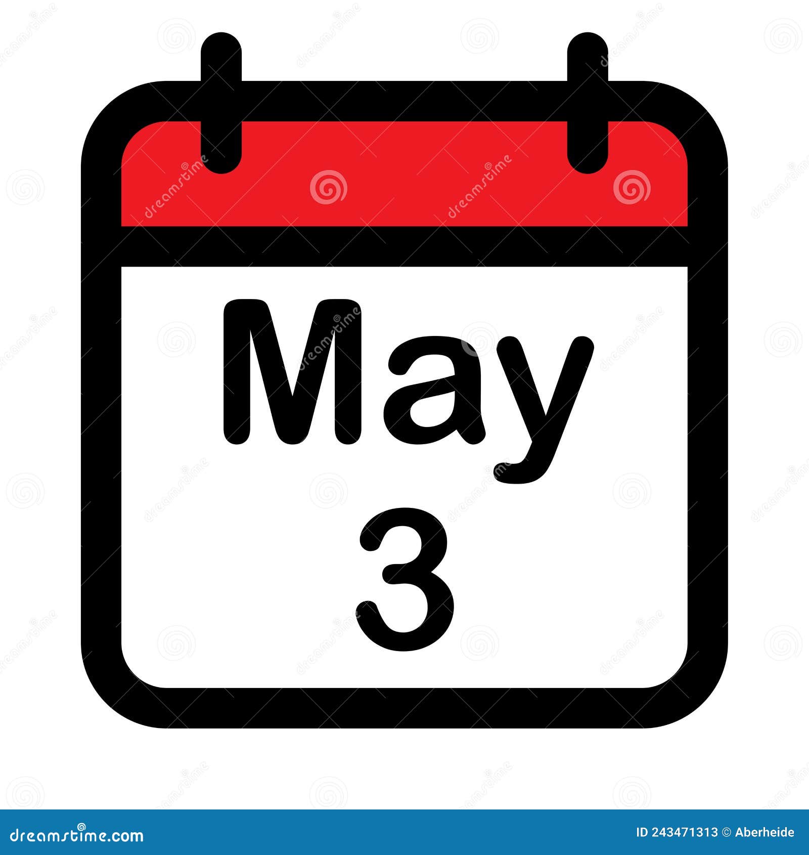 Calendar Icon with Third May Stock Vector - Illustration of blank ...