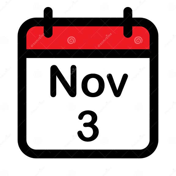 Calendar Icon with Third November Stock Vector - Illustration of icon ...