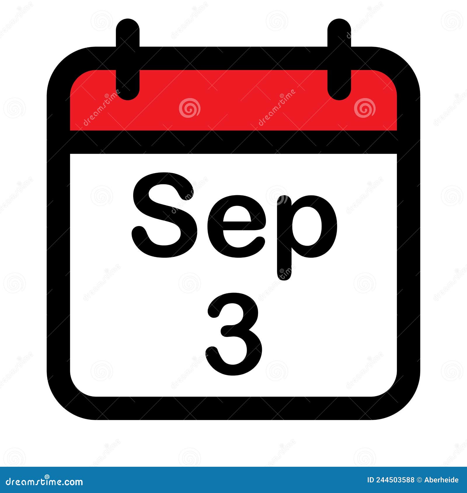 Calendar Icon with Third September Stock Vector - Illustration of month ...