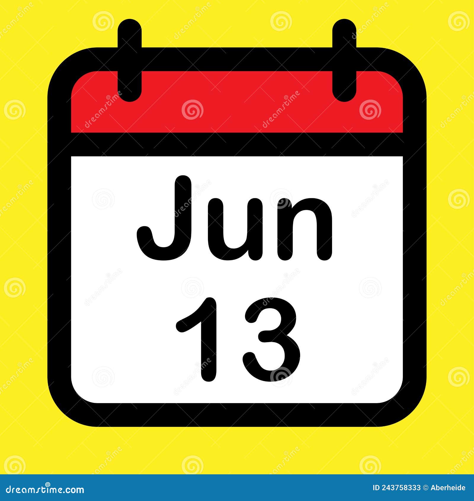 Calendar Icon Thirteenth June Stock Vector - Illustration of june ...