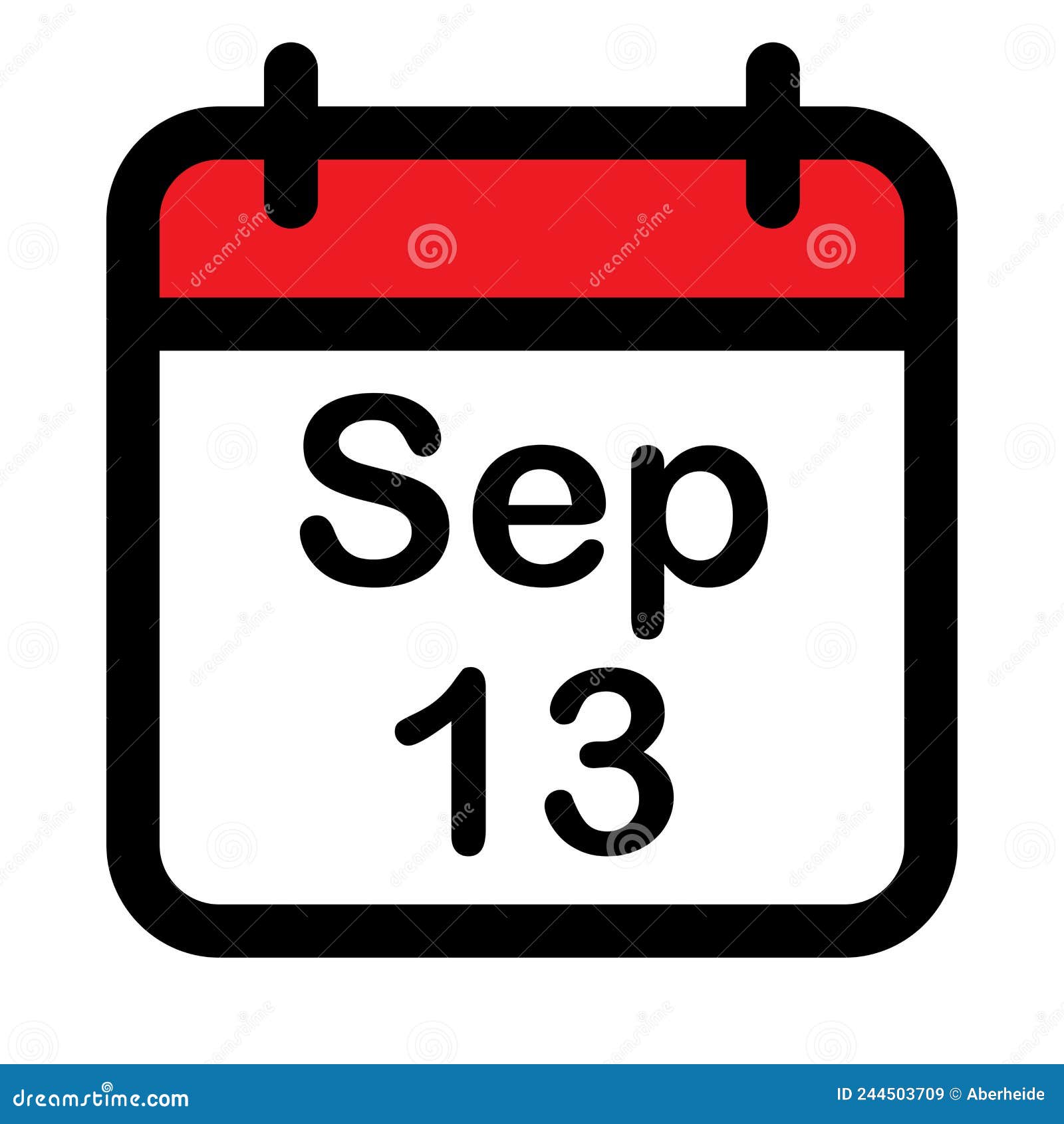 Calendar Icon with Thirteenth September Stock Vector - Illustration of ...