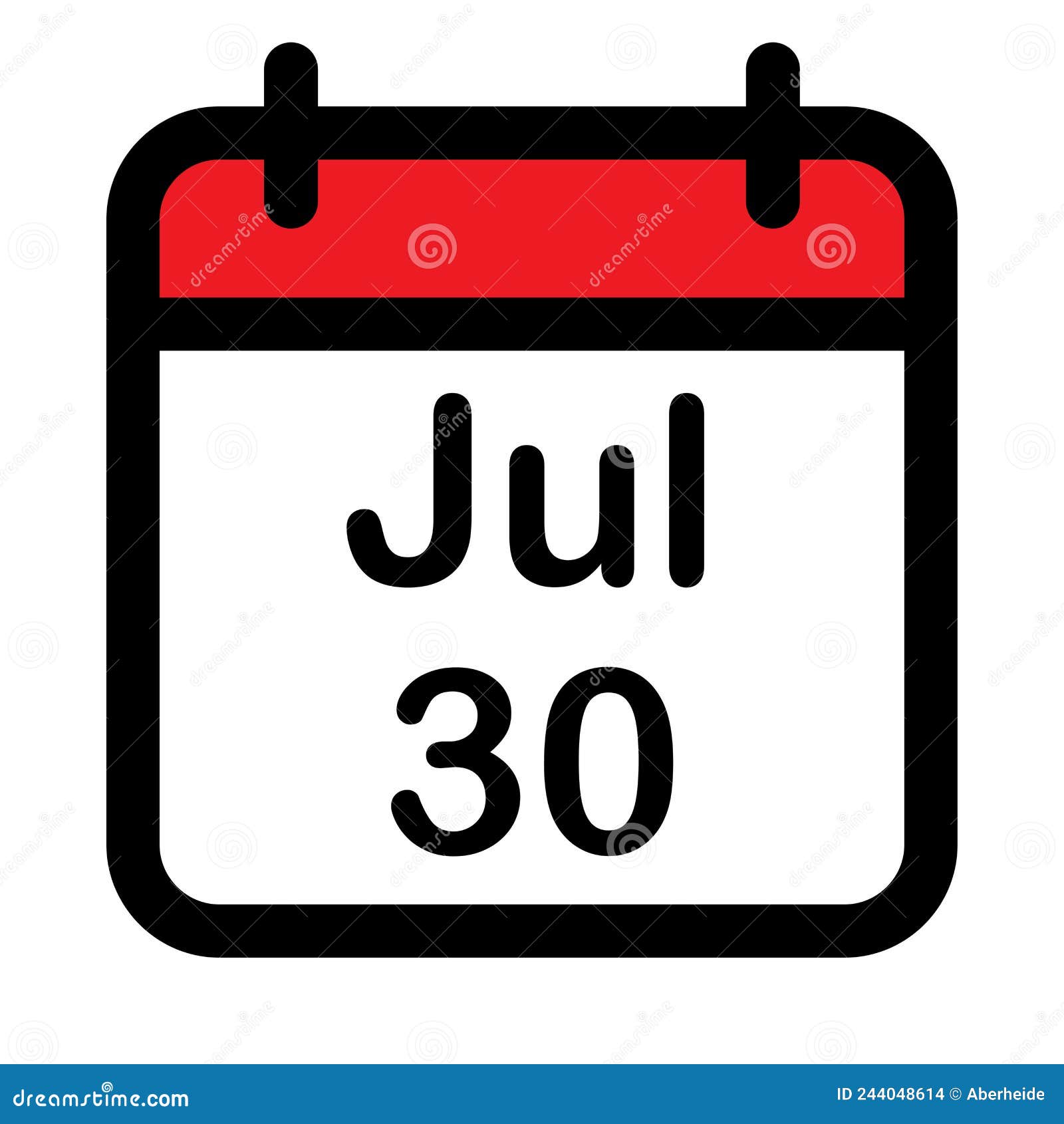 Calendar Icon with Thirtieth July Stock Vector - Illustration of plan ...