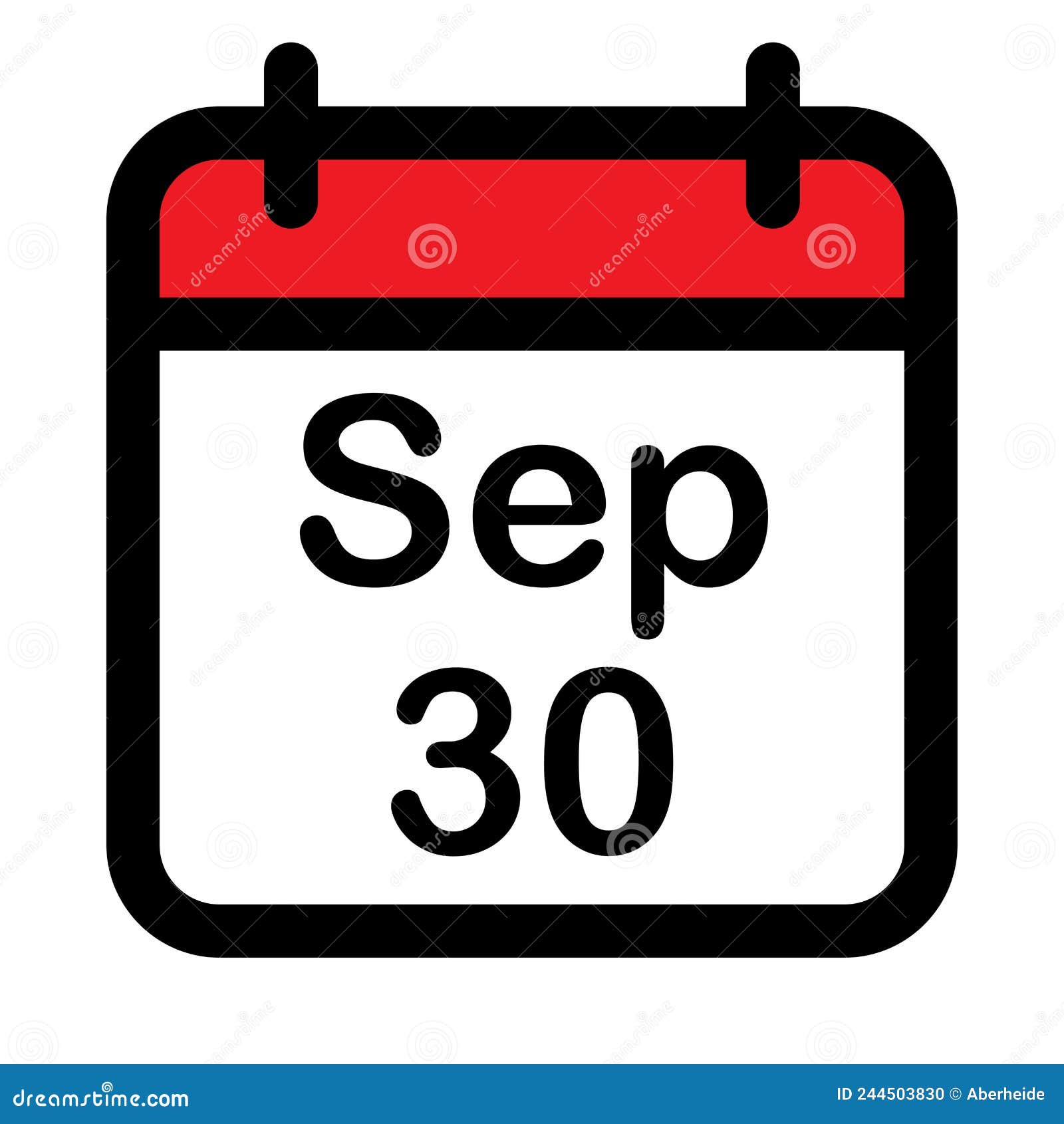 Calendar Icon with Thirtieth September Stock Vector - Illustration of ...