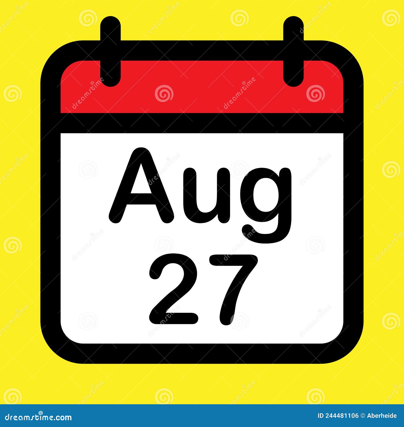Calendar Icon Twenty Seventh August Stock Vector - Illustration of ...