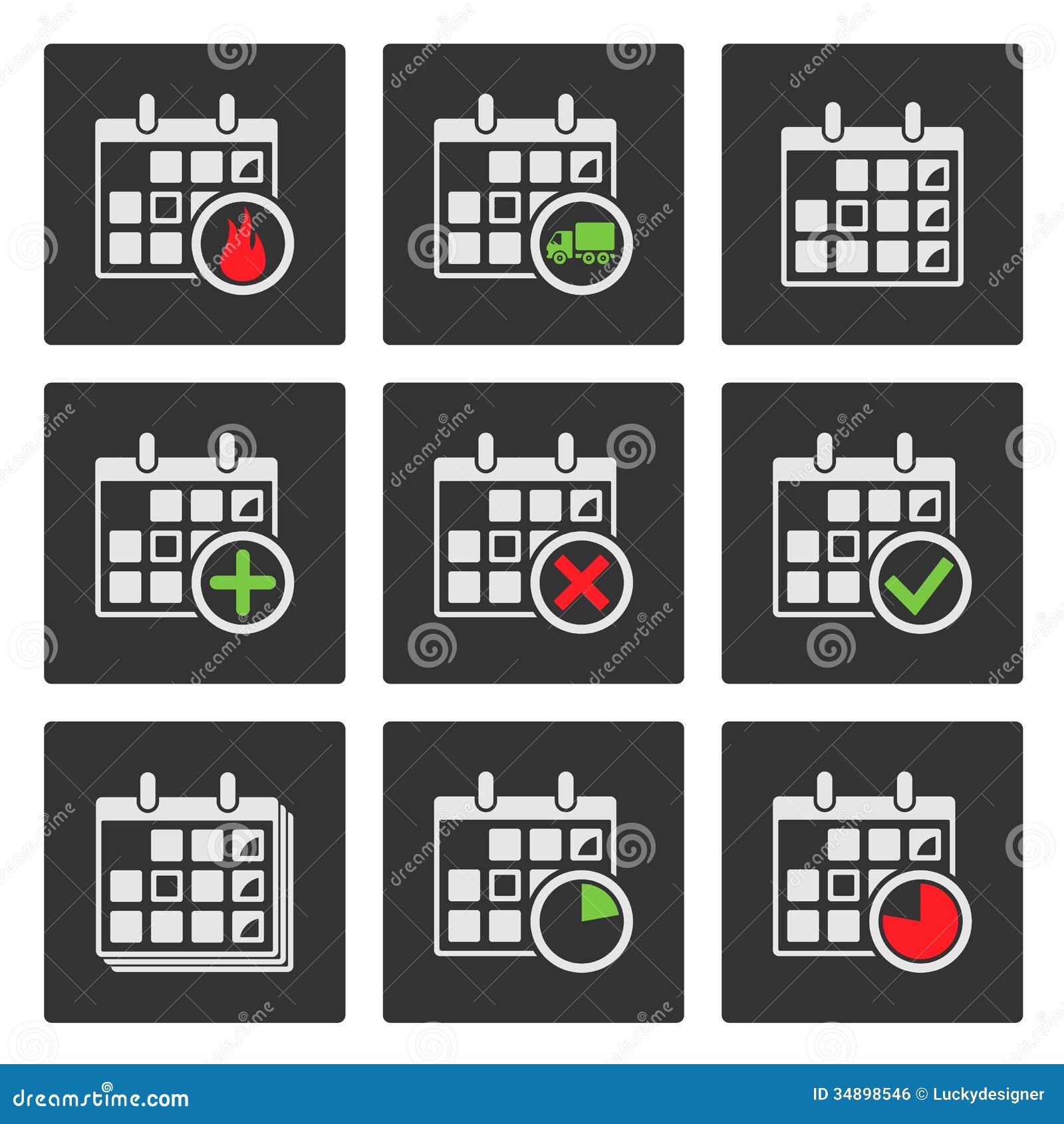 Calendar Icons. Events, Progress, Delivery Stock Vector - Illustration ...