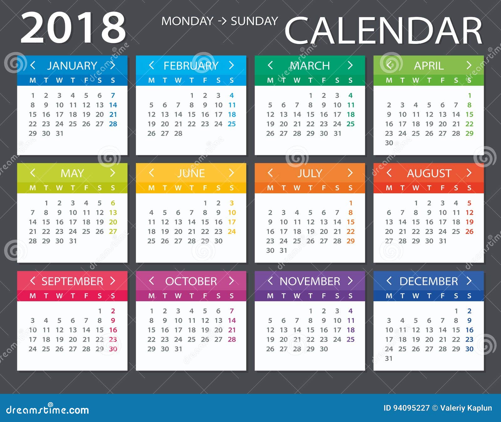 2018 Calendar - Illustration Stock Illustration - Illustration of date ...