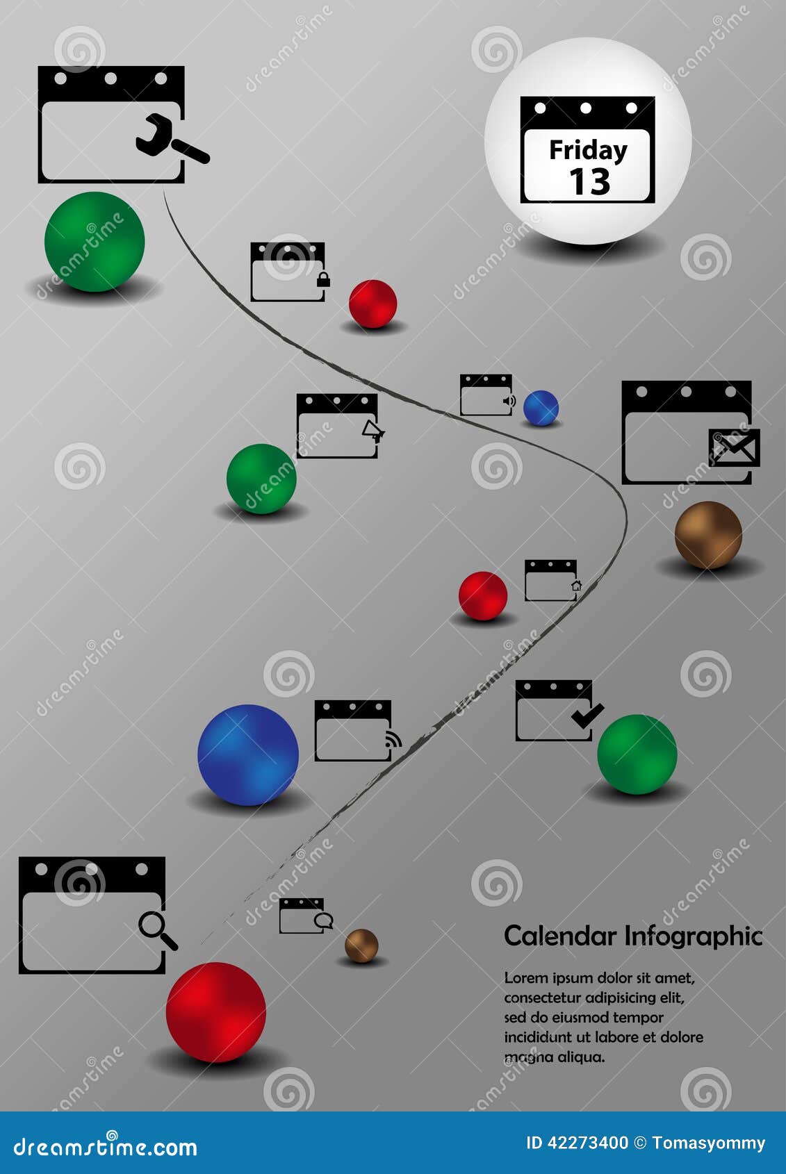 Calendar Infographic stock vector. Illustration of icons - 42273400