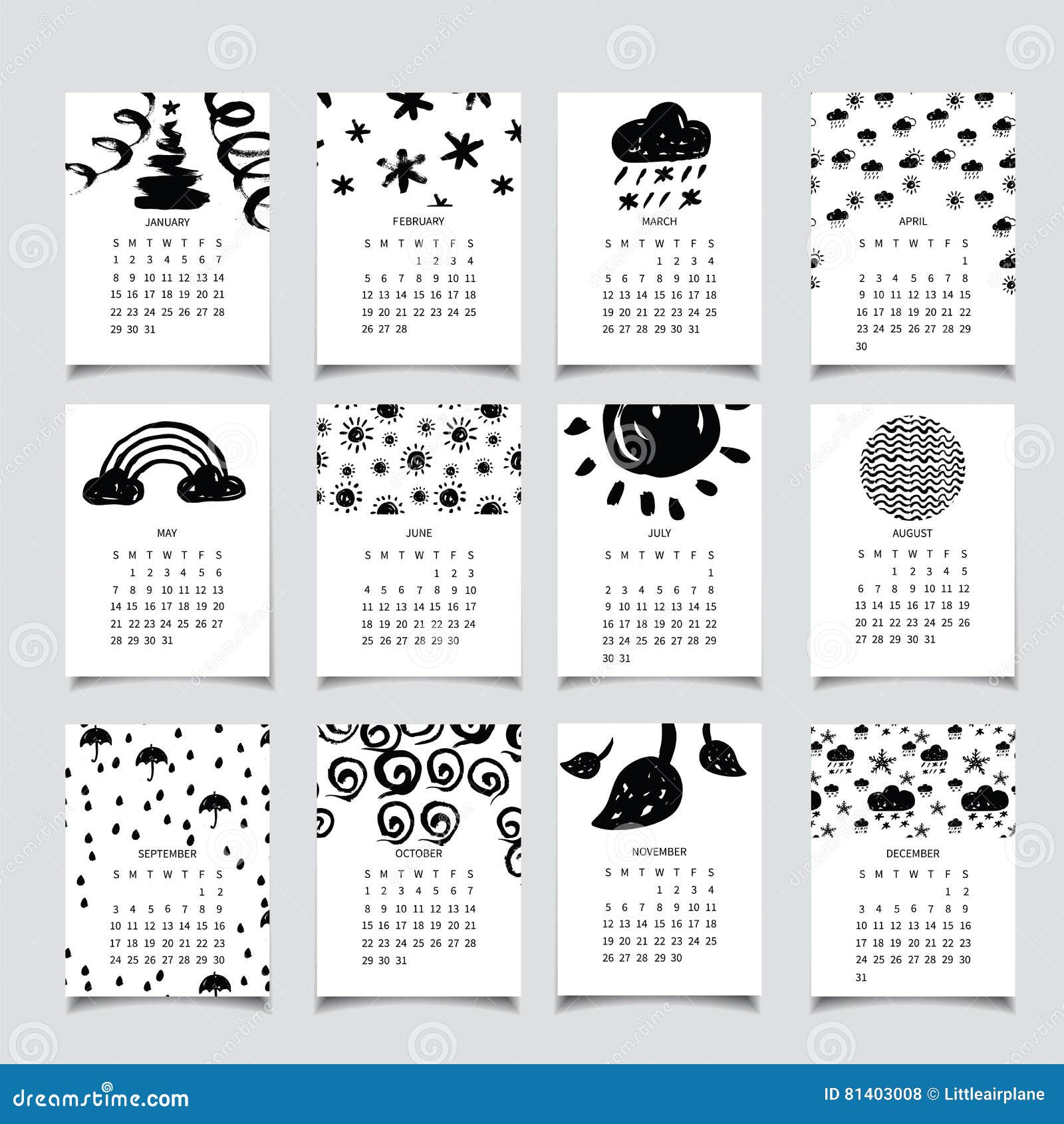 2017 calendar ink stock vector. Illustration of doodles - 81403008