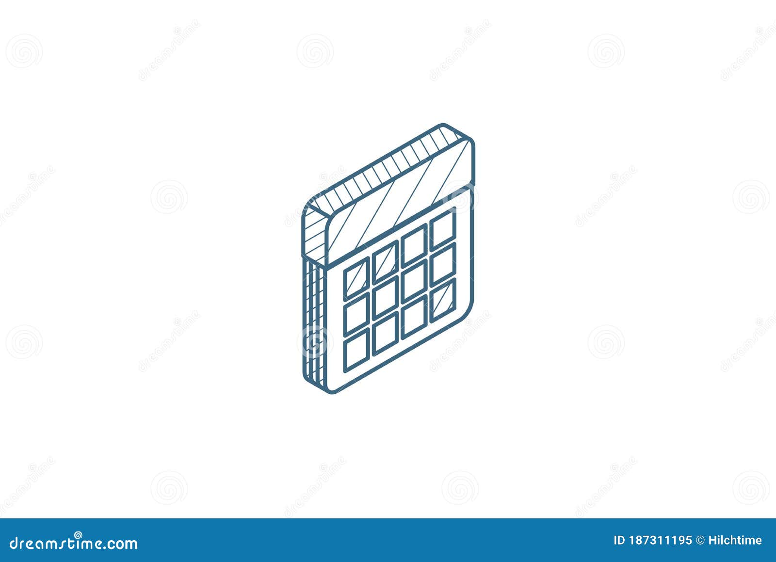 Calendar Isometric Icon. 3d Line Art Technical Drawing. Editable Stroke ...