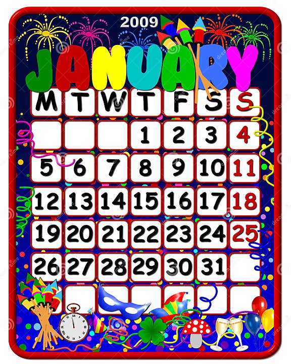 Calendar january 2009 stock illustration. Illustration of future - 4613499