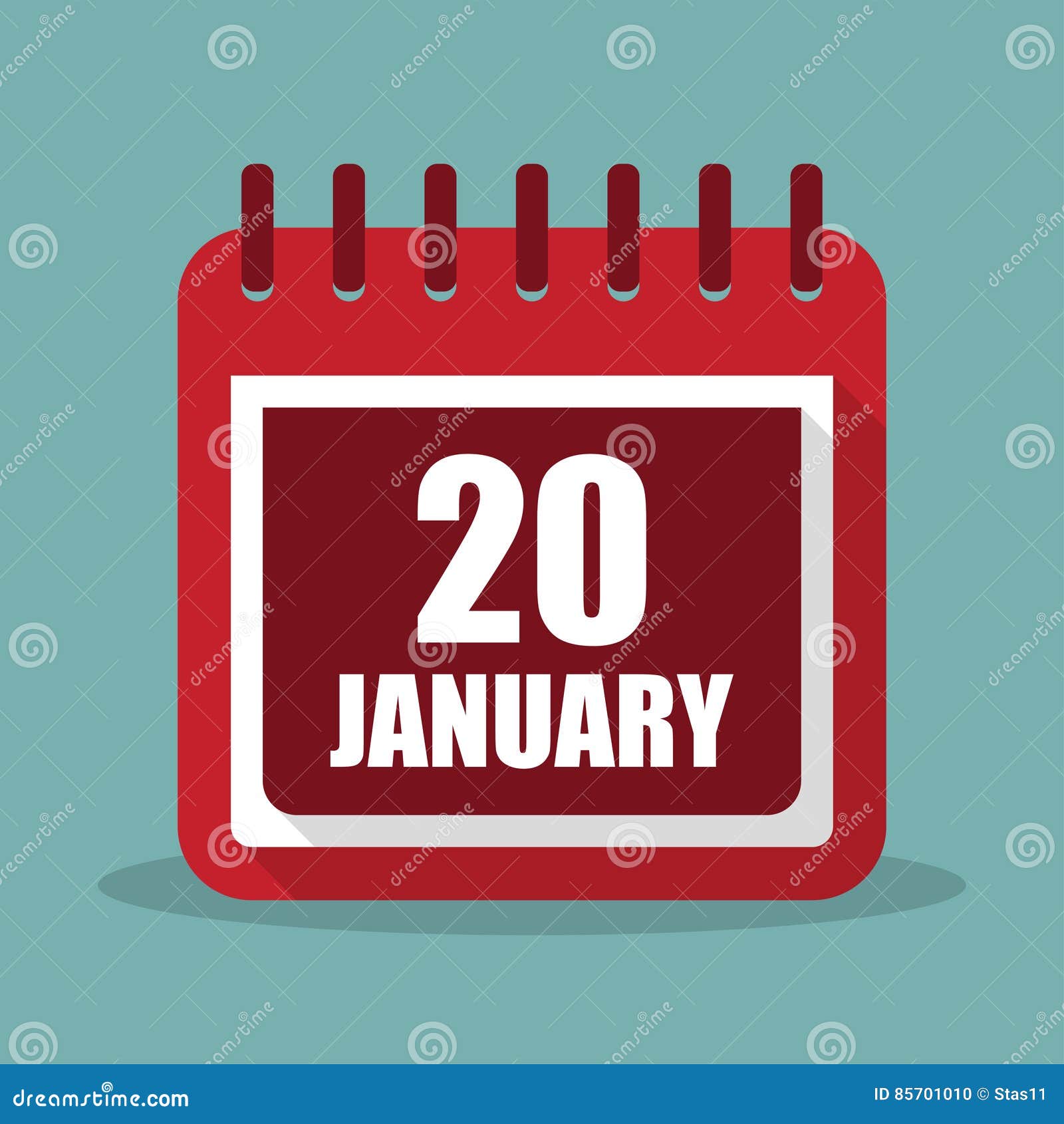 Calendar with 20 January in a Flat Design. Vector Illustration Stock ...