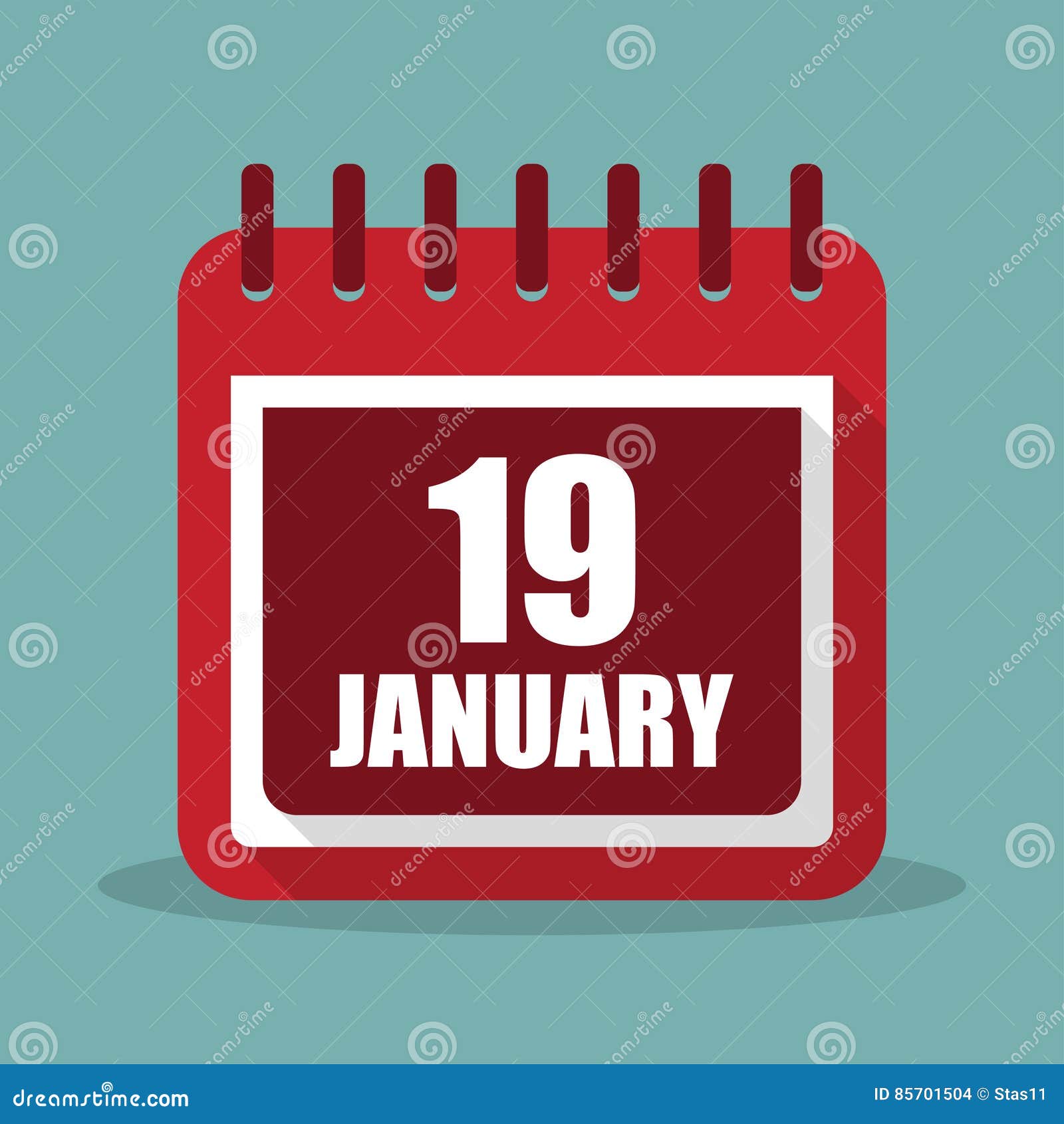 Calendar with 19 January in a Flat Design. Vector Illustration Stock ...