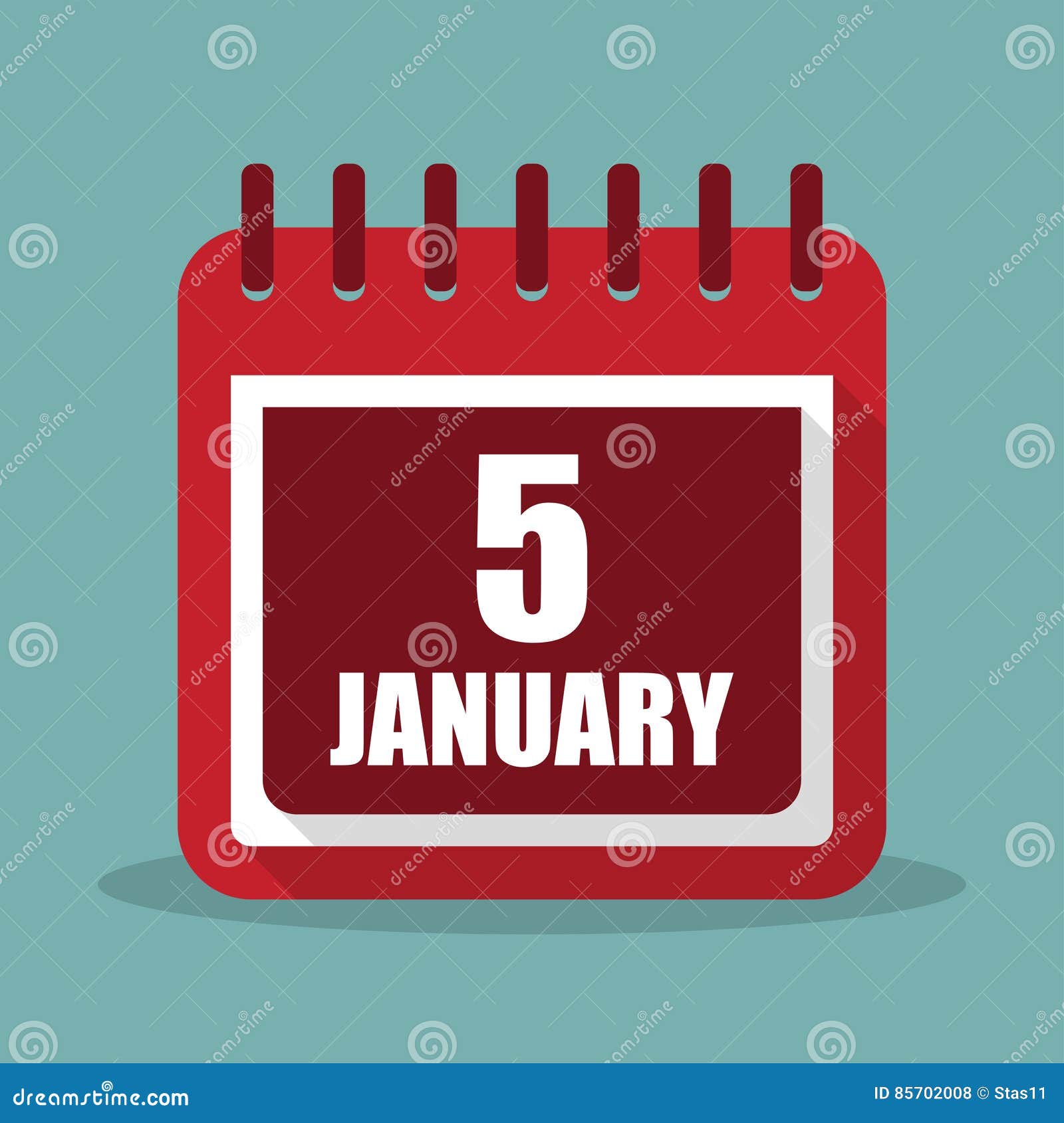Calendar with 5 January in a Flat Design. Vector Illustration Stock ...