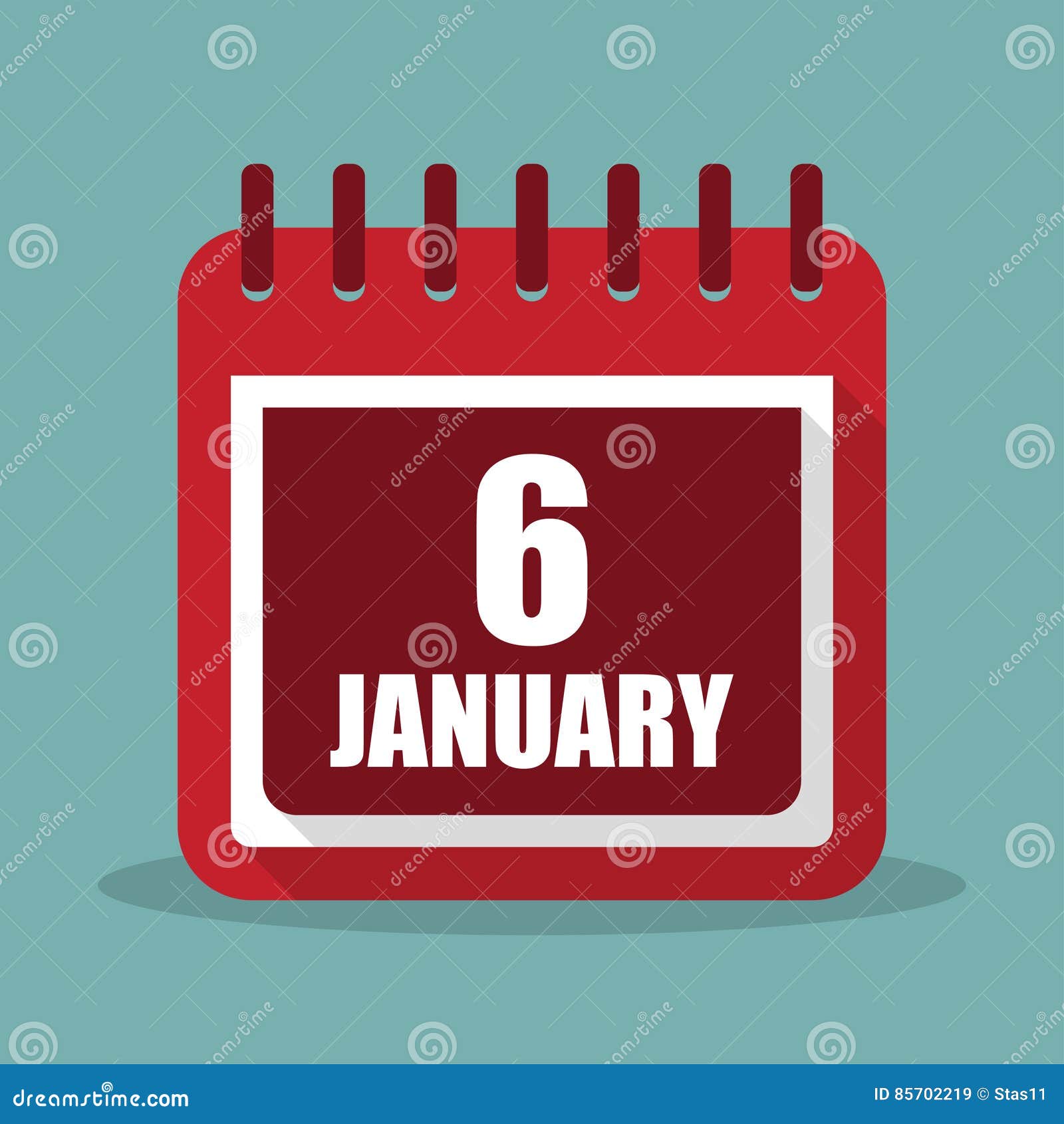 Calendar with 6 January in a Flat Design. Vector Illustration Stock ...