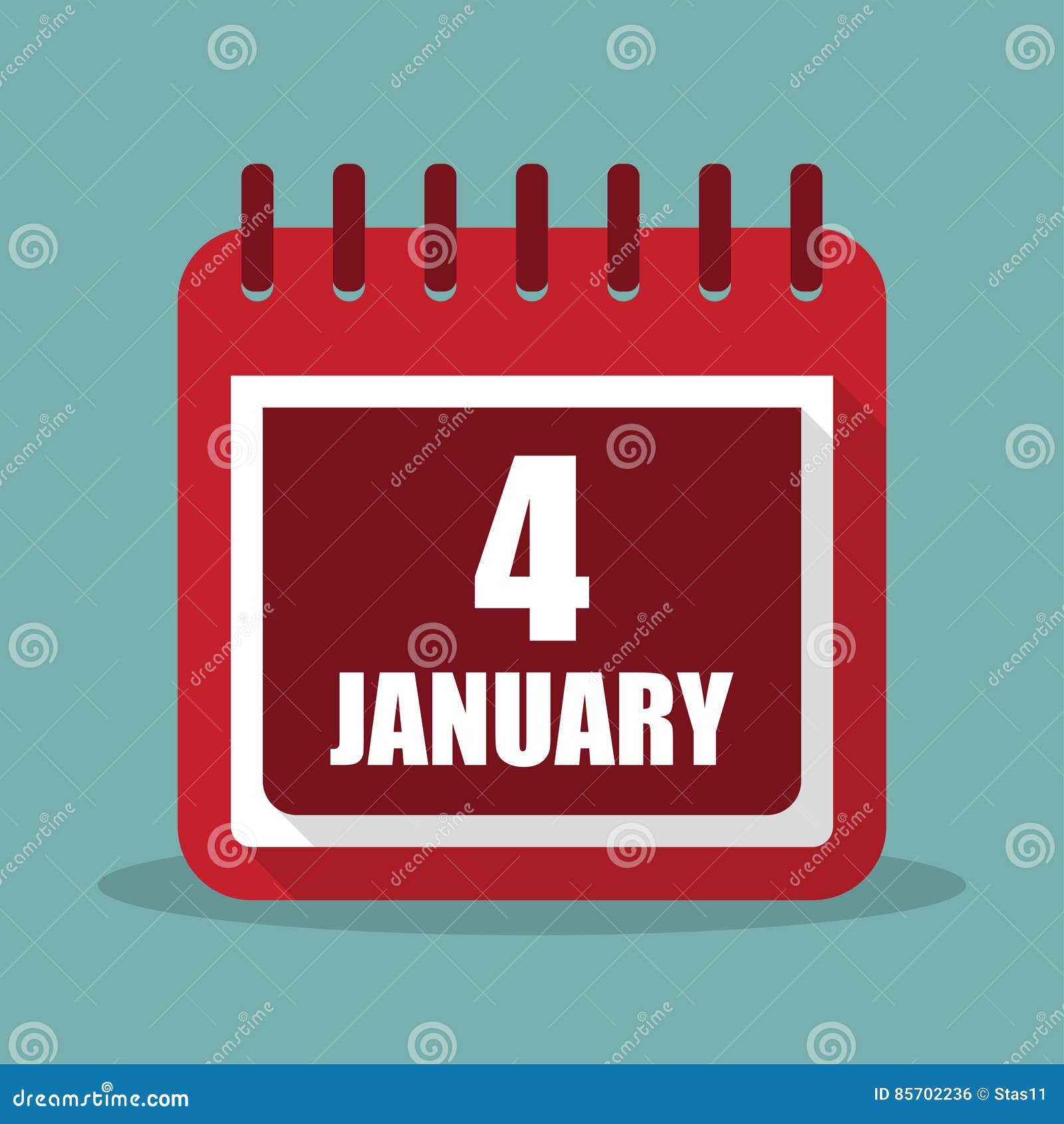 Calendar with 4 January in a Flat Design. Vector Illustration Stock ...