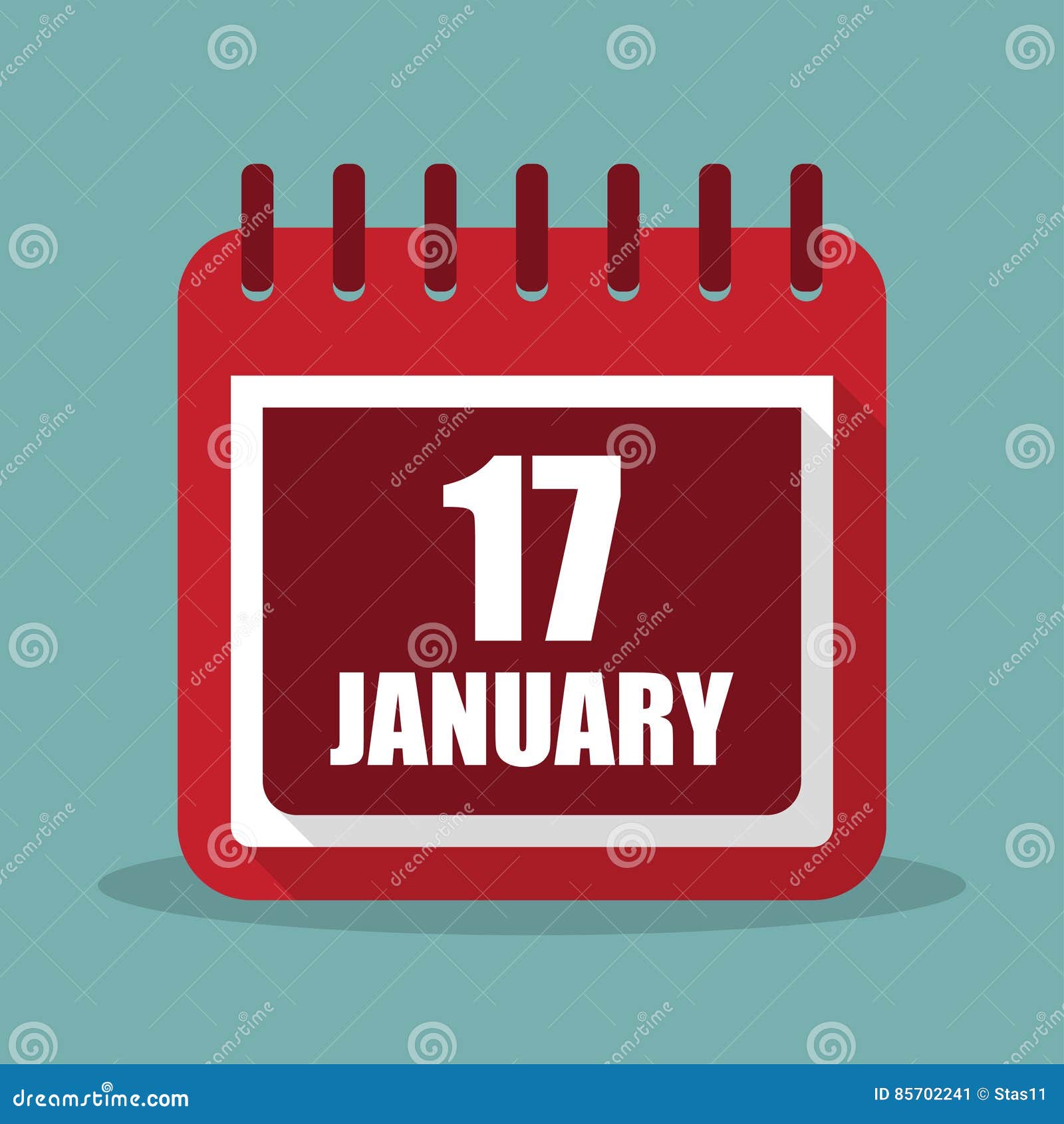 Calendar with 17 January in a Flat Design. Vector Illustration Stock ...