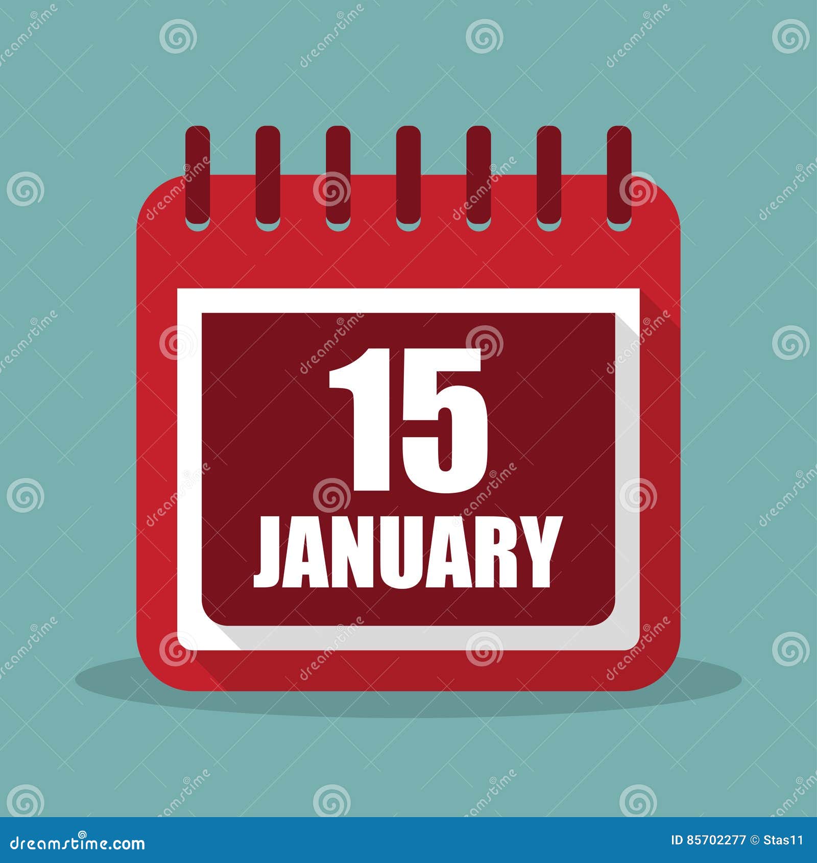 Calendar with 15 January in a Flat Design. Vector Illustration Stock ...