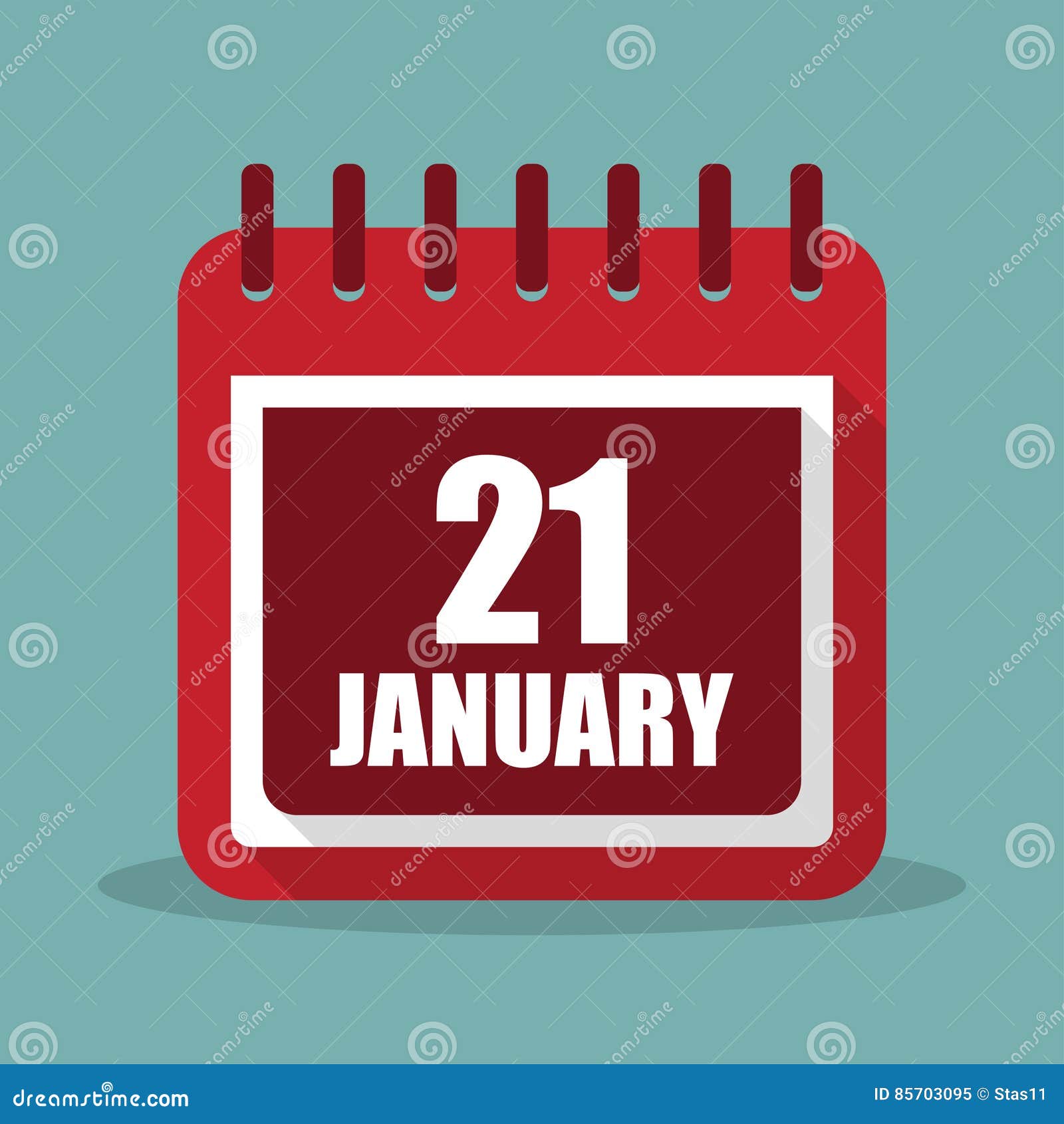 Calendar with 21 January in a Flat Design. Vector Illustration Stock ...