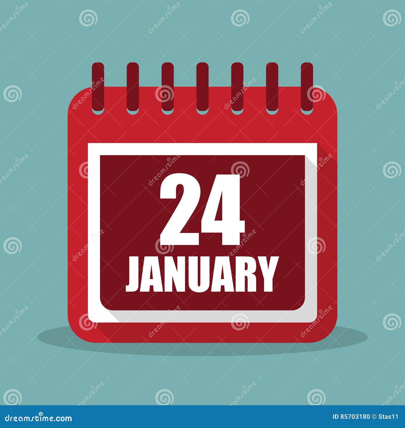 Calendar with 24 January in a Flat Design. Vector Illustration Stock ...