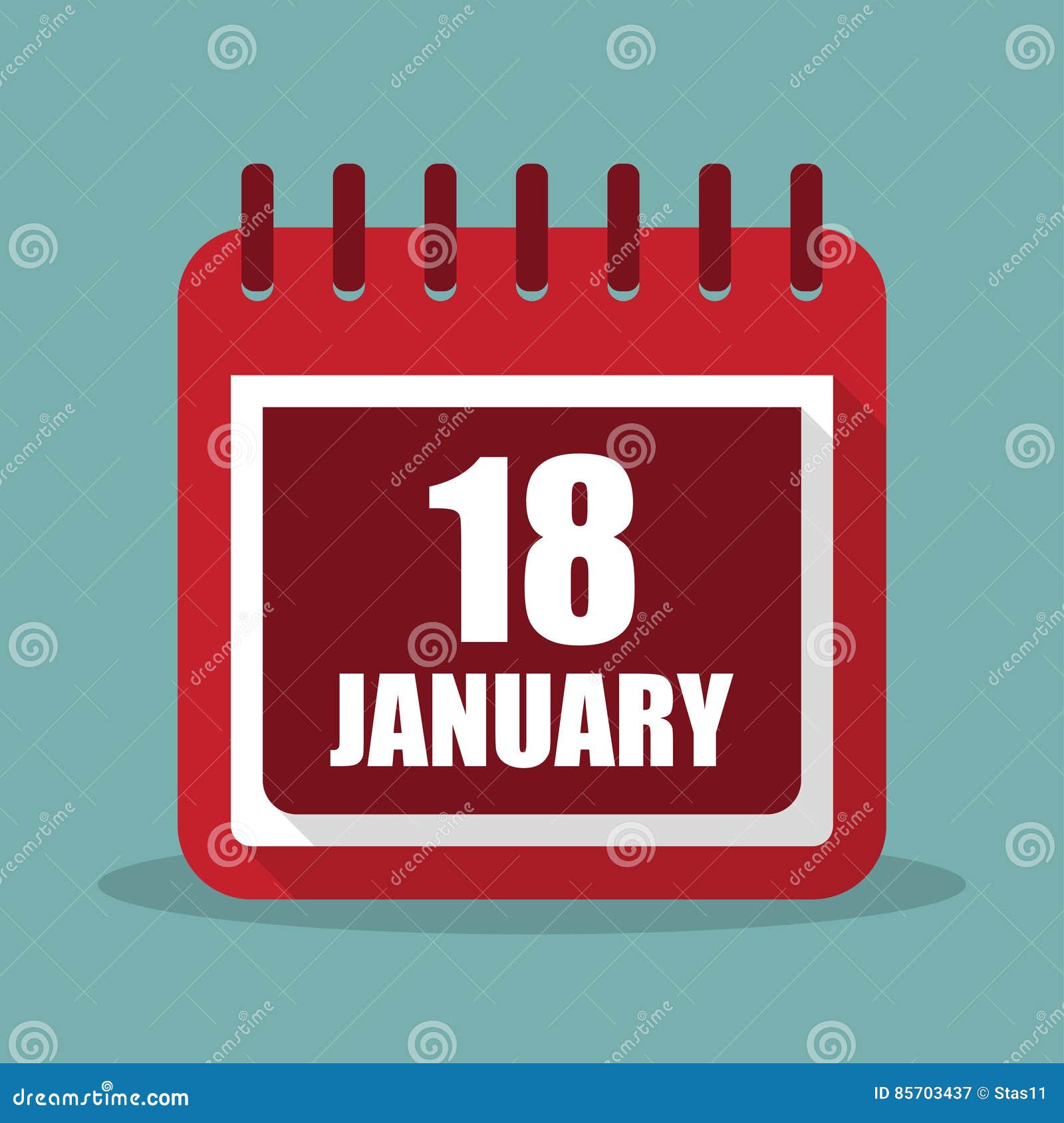 Calendar with 18 January in a Flat Design. Vector Illustration Stock ...