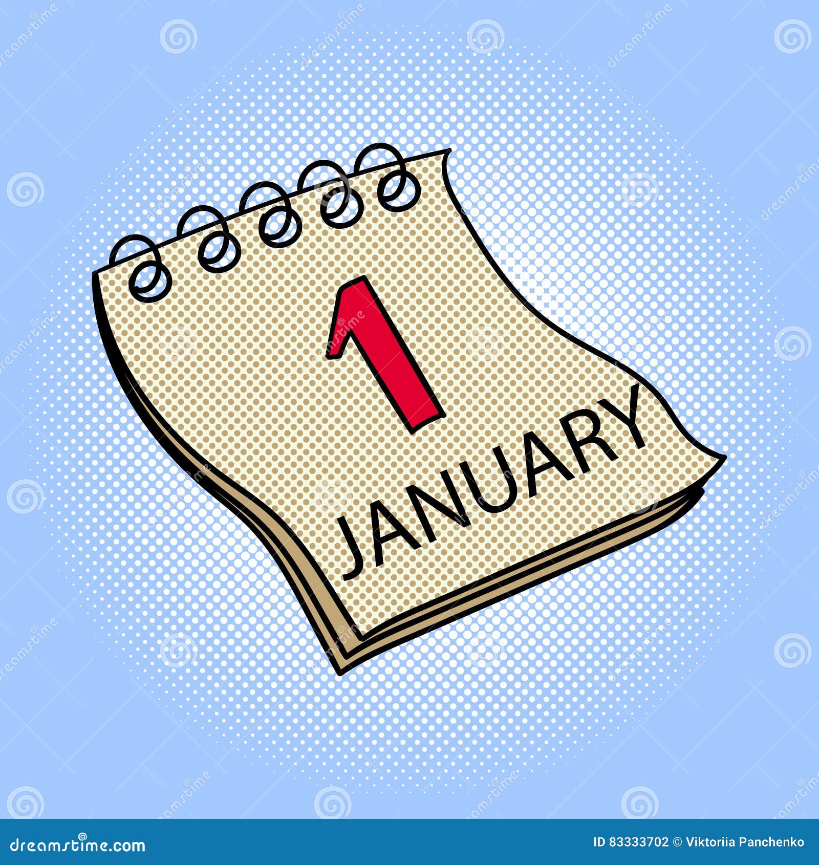 Calendar January 1 Pop Art Vector Illustration Stock Vector ...