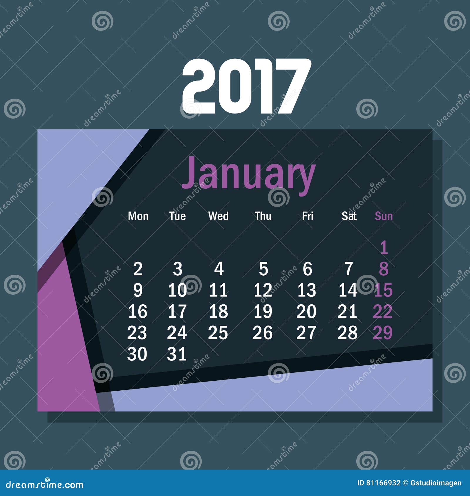 Calendar January 2017 Template Icon Stock Vector - Illustration of ...