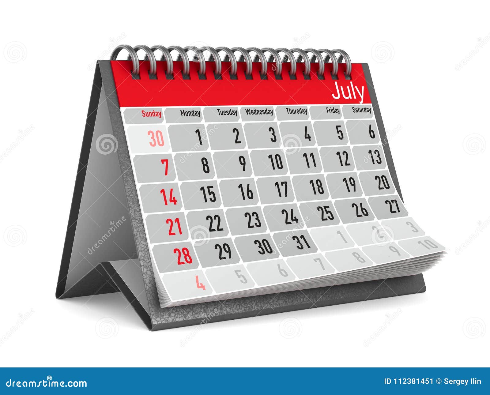 Calendar for July. Isolated 3D Illustration Stock Illustration ...