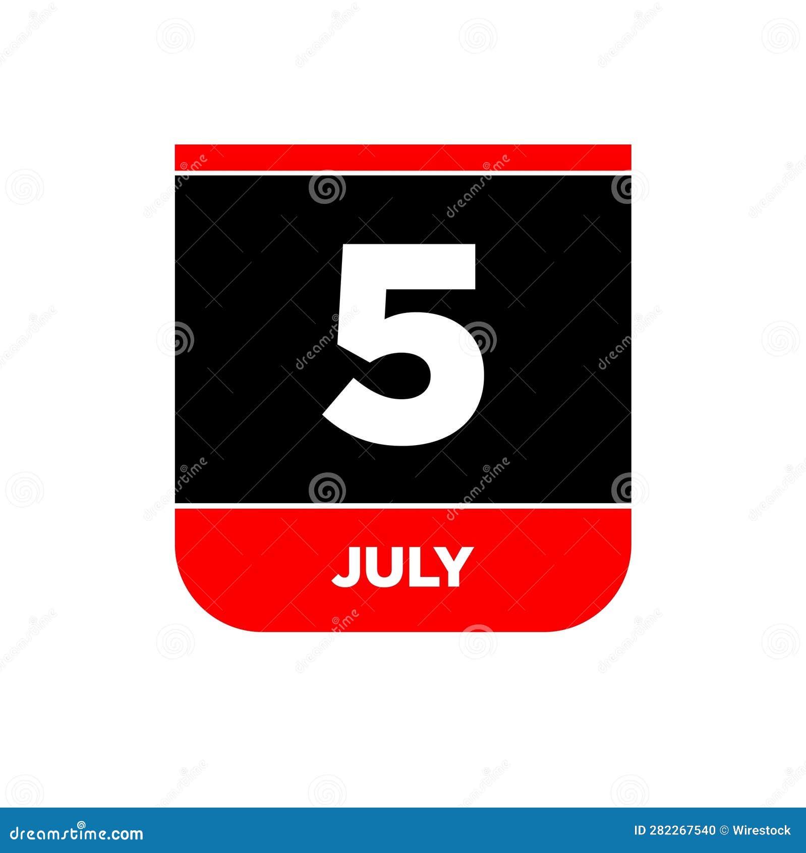 Calendar for July 5 on a White Background Stock Photo - Image of paper ...