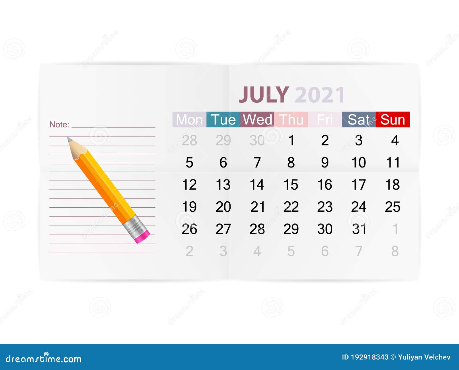 July 2021. Vector English Ñ alendar. Round Calender. Week Starts On ...