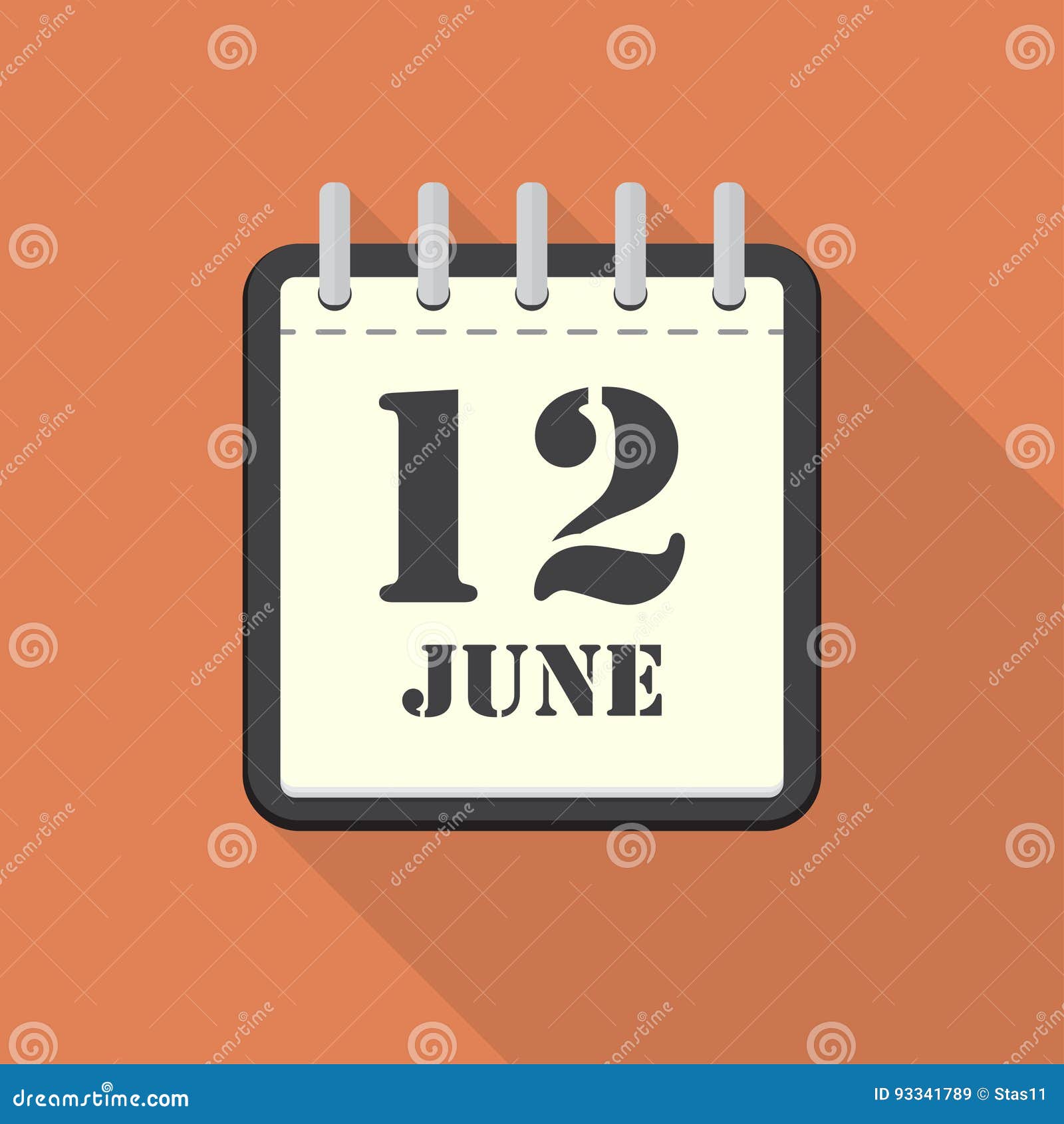 Calendar with 12 June in a Flat Design. Vector Illustration Stock ...