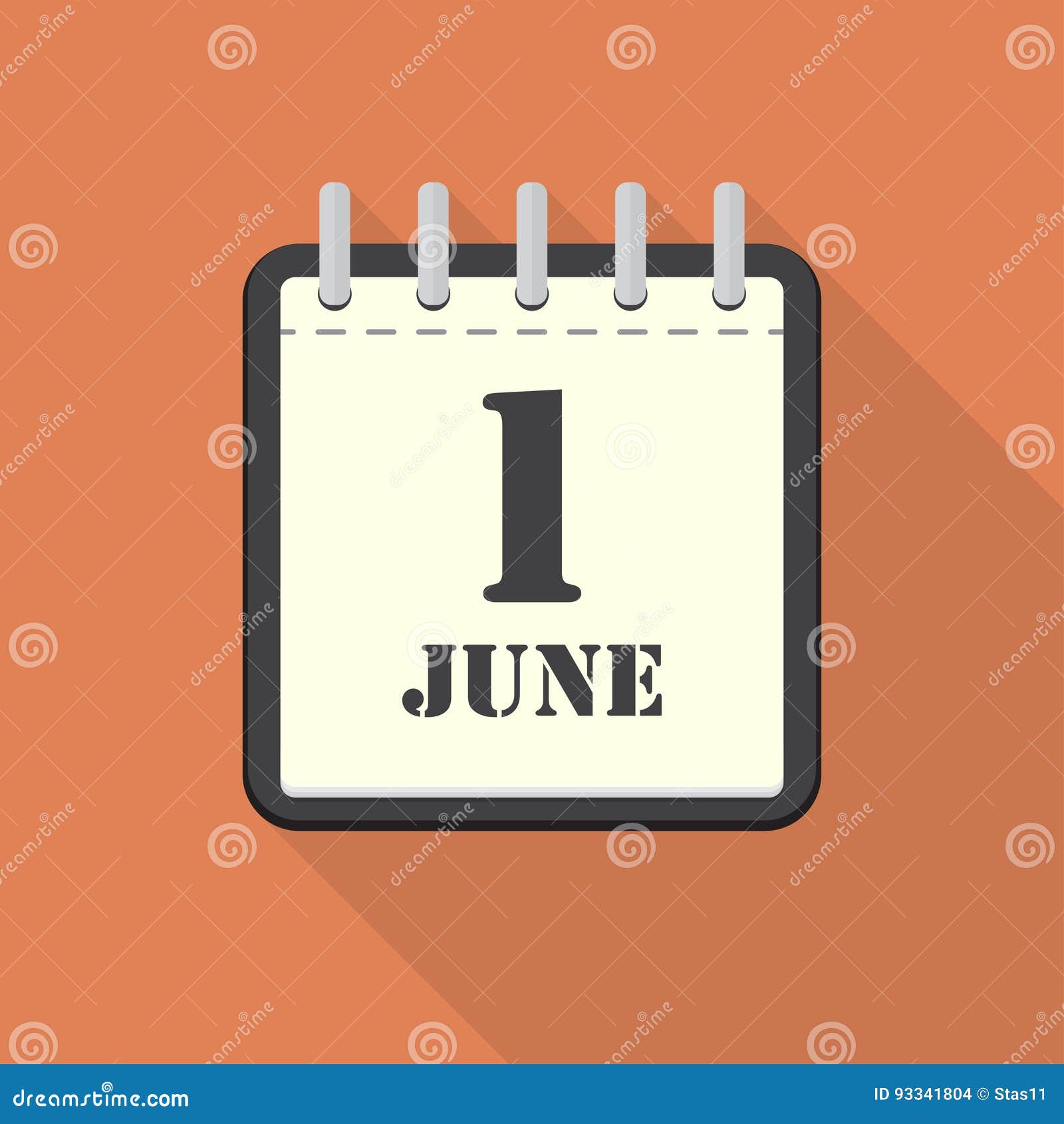 Calendar with 1 June in a Flat Design. Vector Illustration Stock ...